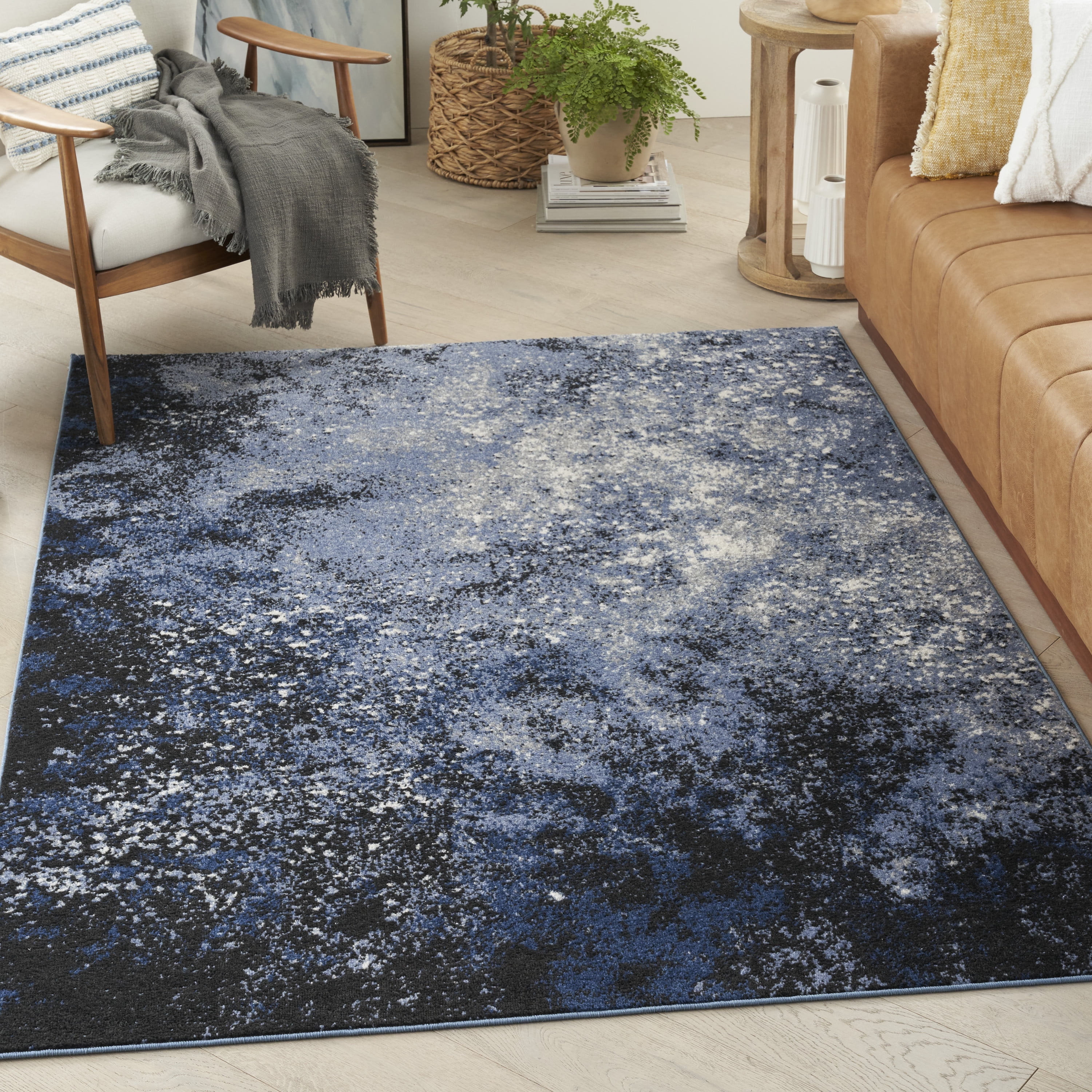 Nourison Passion All-over design Light Blue Black 3'9" x 5'9" Area Rug ...