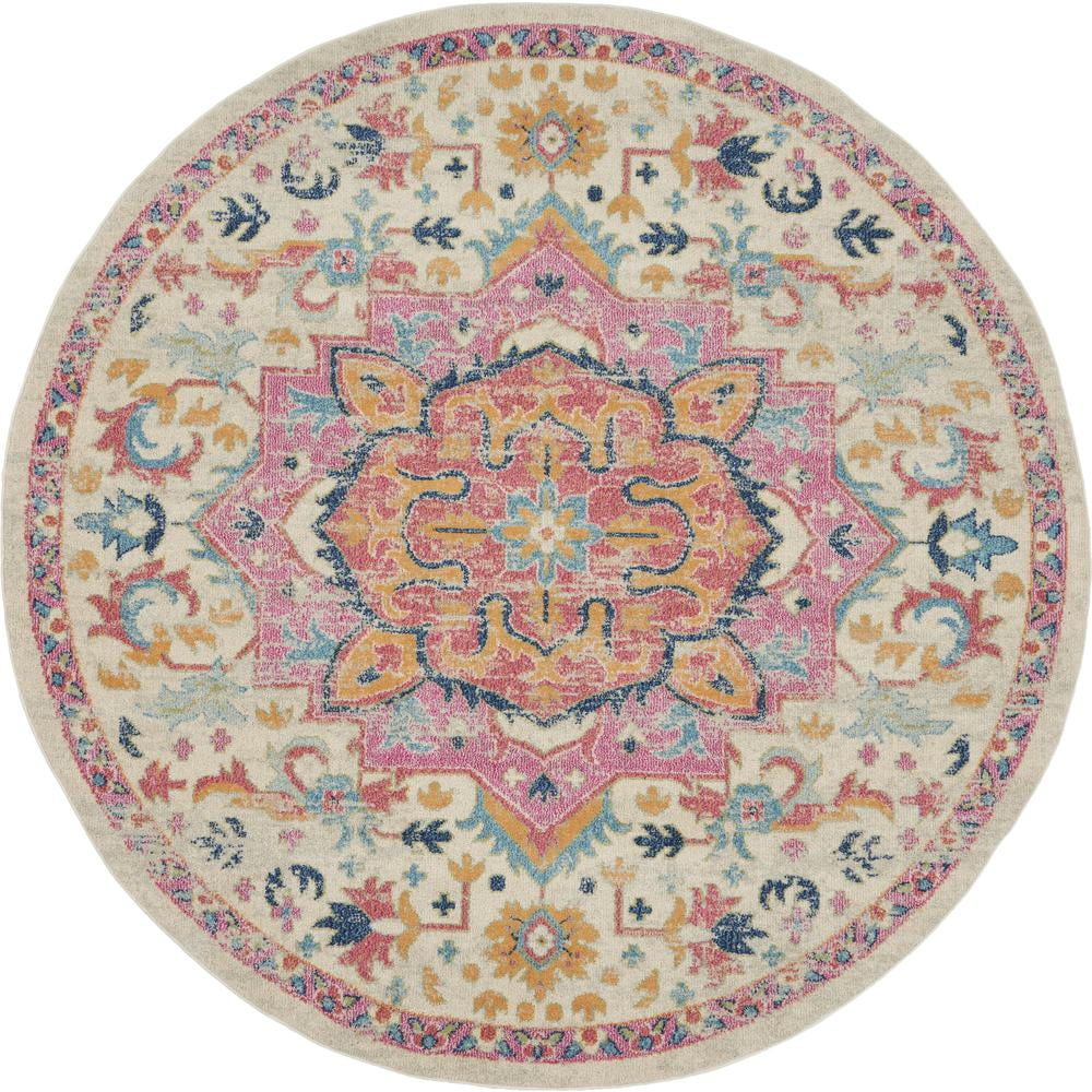 Nourison Passion Bohemian Ivory/Pink 8' x round Area Rug, (8 Round ...