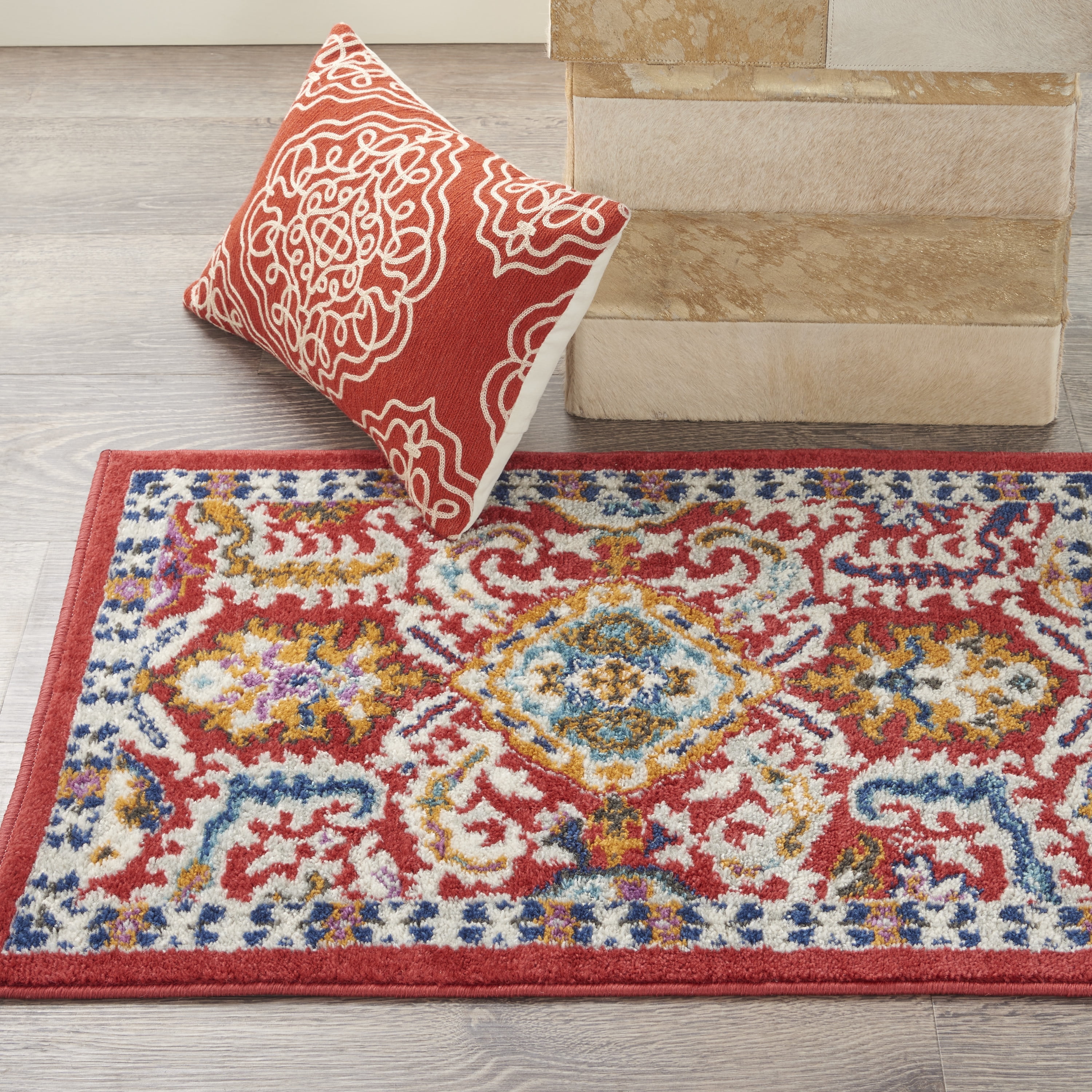 Nourison Passion Bohemian Red Multi Colored 5'3" x 7'3" Area Rug, (5x7 ...