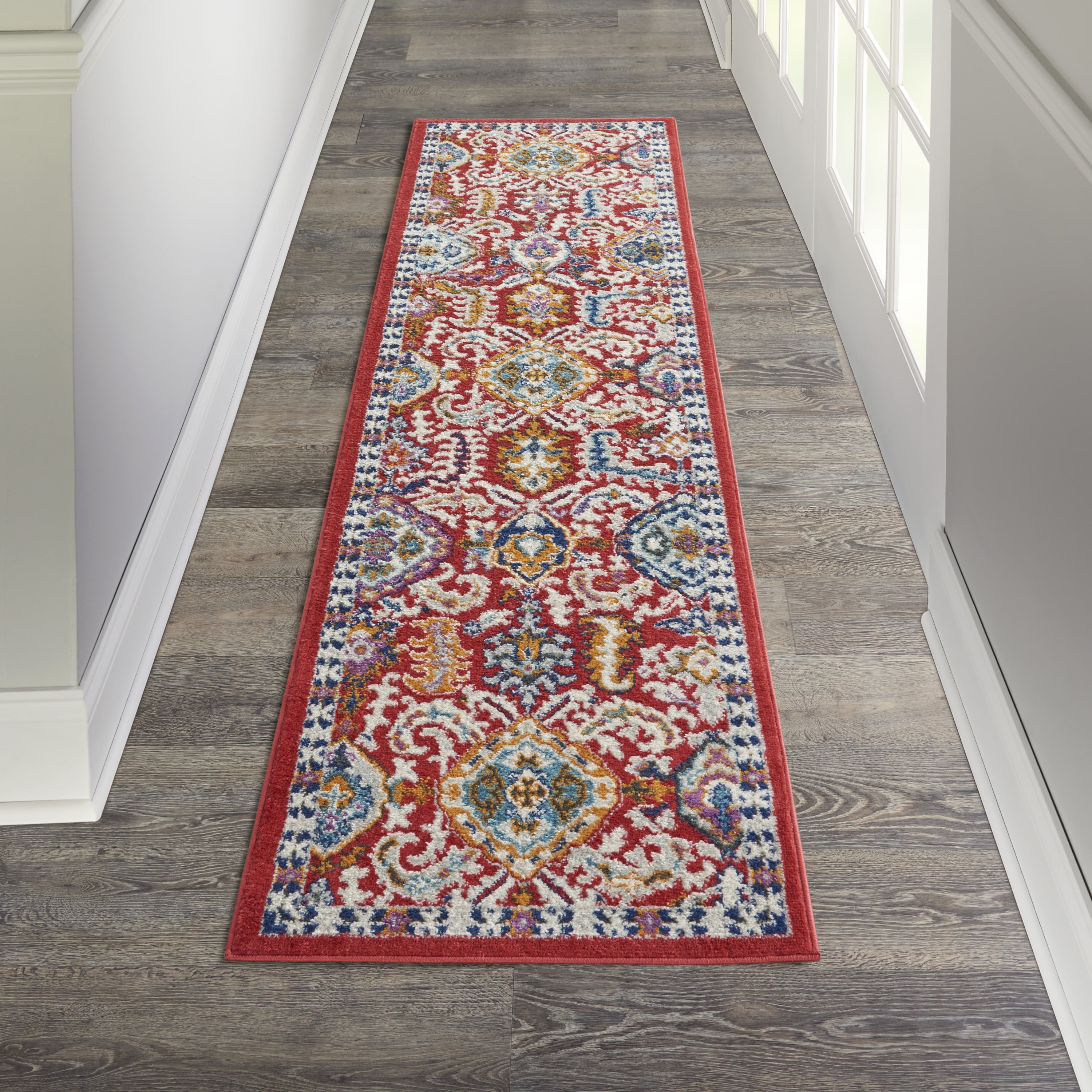 Nourison Passion Bohemian Red Multi Colored 2'2" x 7'6" Area Rug, (2x8 ...