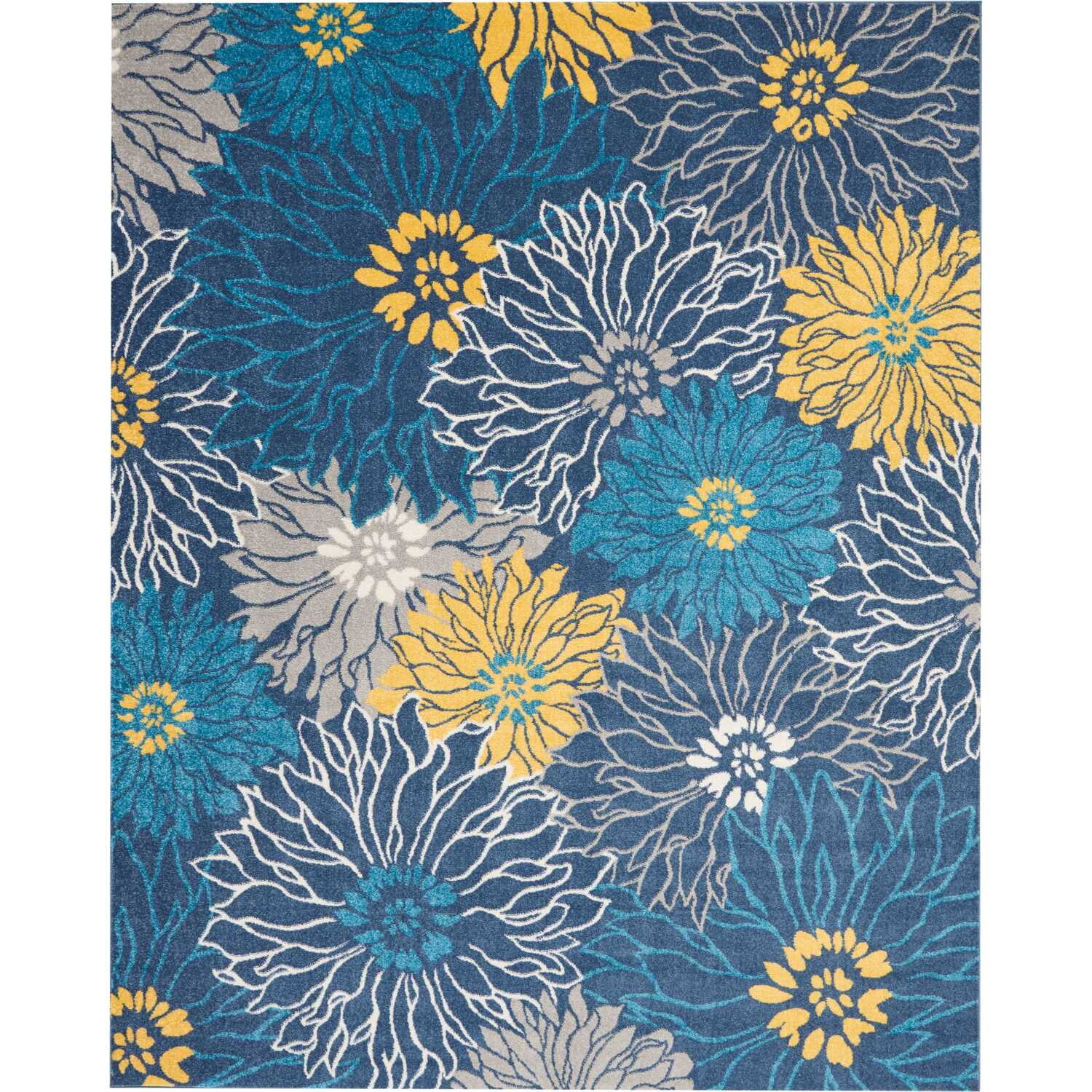 Nourison Passion Floral Blue Area Rug, 8' x 10', Easy-Care, Overdyed ...