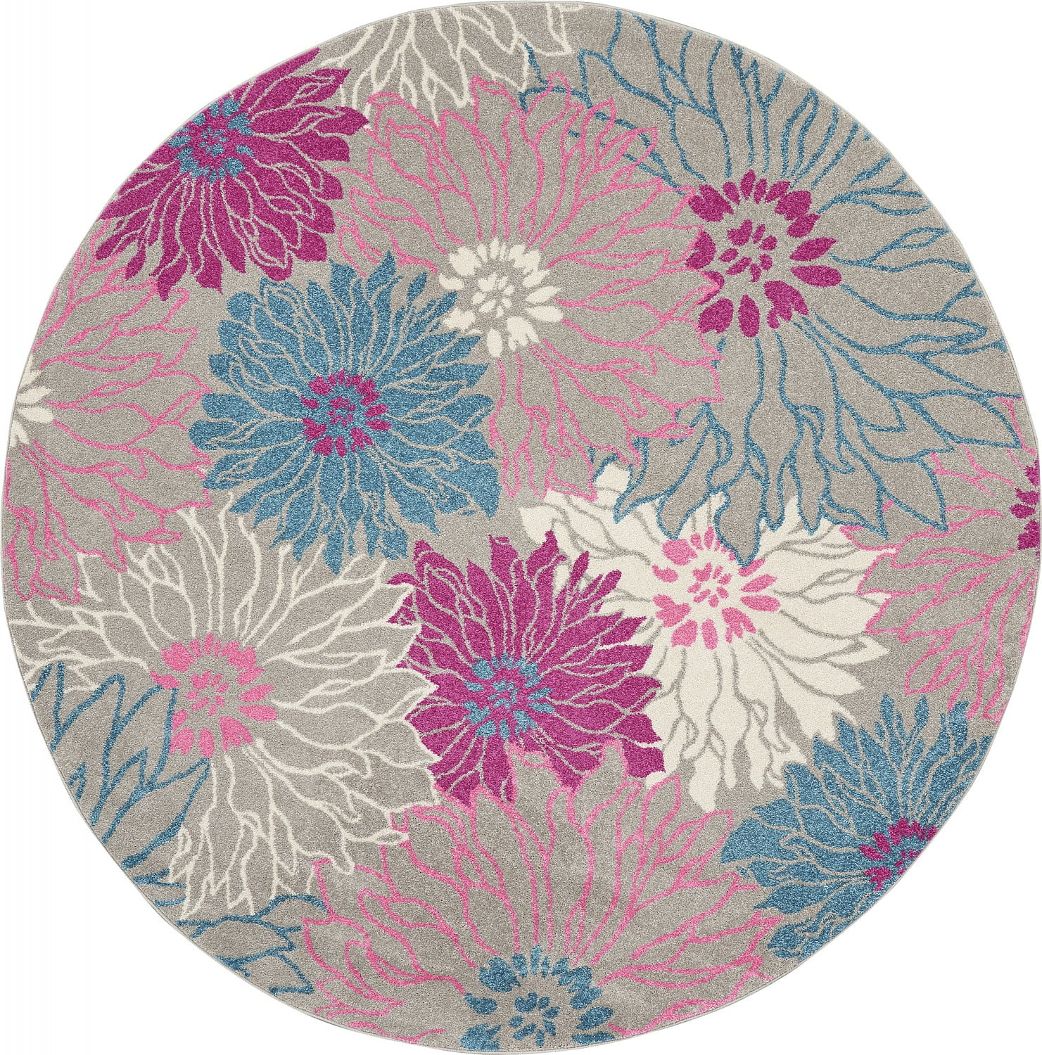 Nourison Passion Floral Grey 8' ROUND Area Rug, (8 Round) - Walmart.com