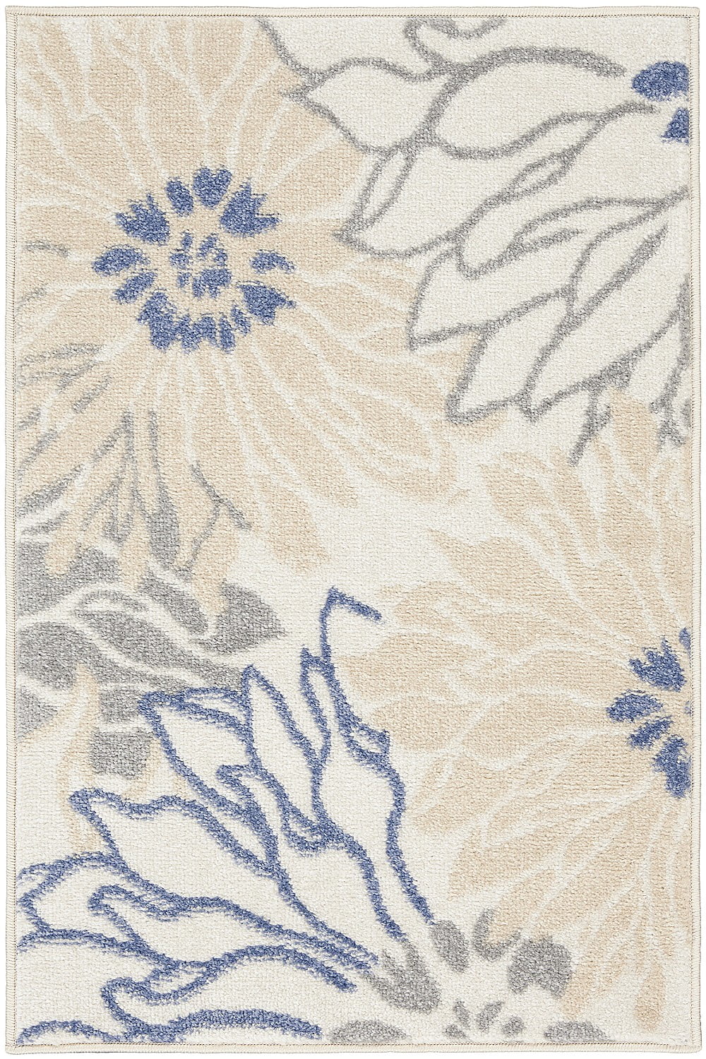 Nourison Passion Floral Ivory Grey Blue 1'10" x 2'10" Area Rug, (2x3 ...