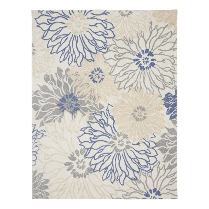 Nourison Passion Floral Ivory Grey Blue 8' x 10' Area Rug, (8x10 ...