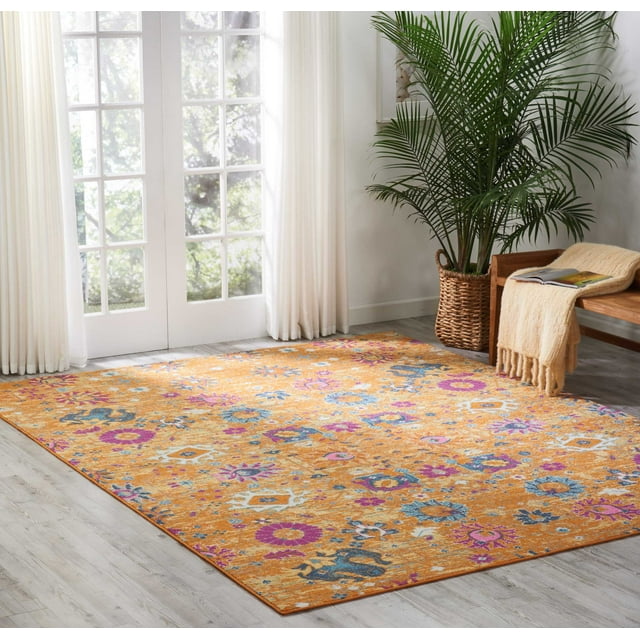 Nourison Passion Floral Sunburst Rug- 8' x 10' Durable Flower Design ...