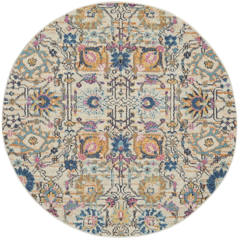 Nourison Passion Colorful Washable Round Area Rug, 5'3" Ivory ...