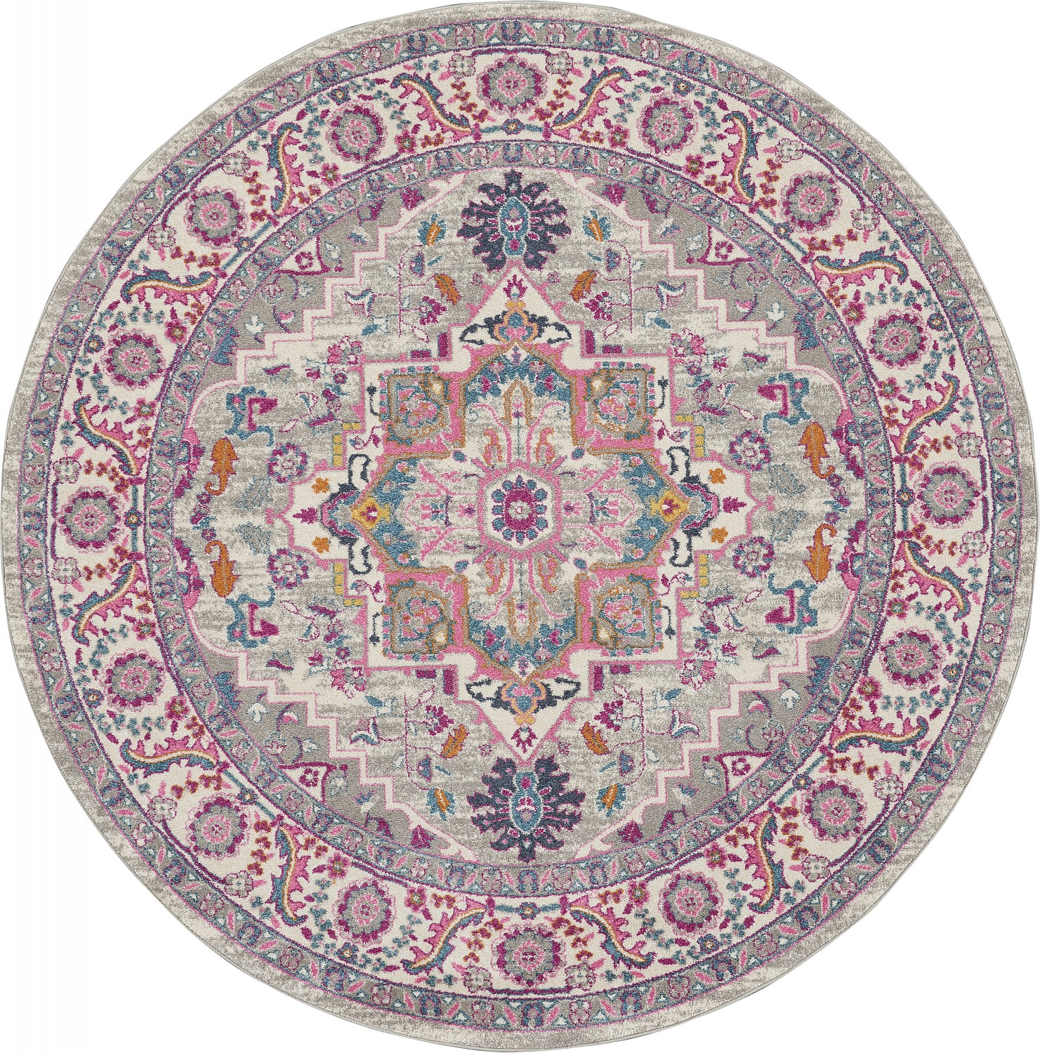 Nourison Passion Bohemian Ivory/Pink 8' x round Area Rug, (8 Round ...