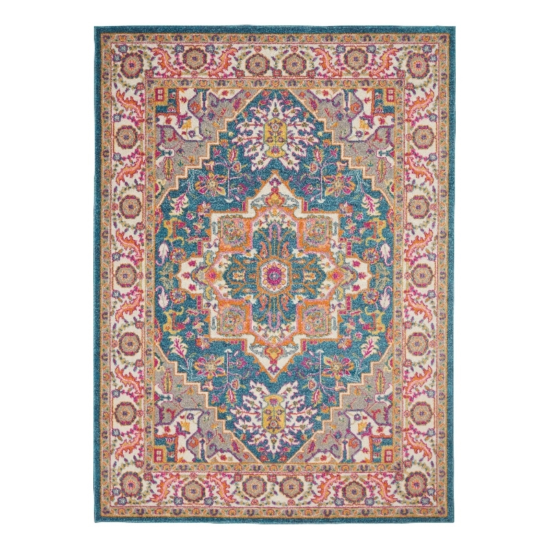 Nourison Passion Traditional Teal/Sun 5'3" x 7'3" Area Rug, (5x7 ...