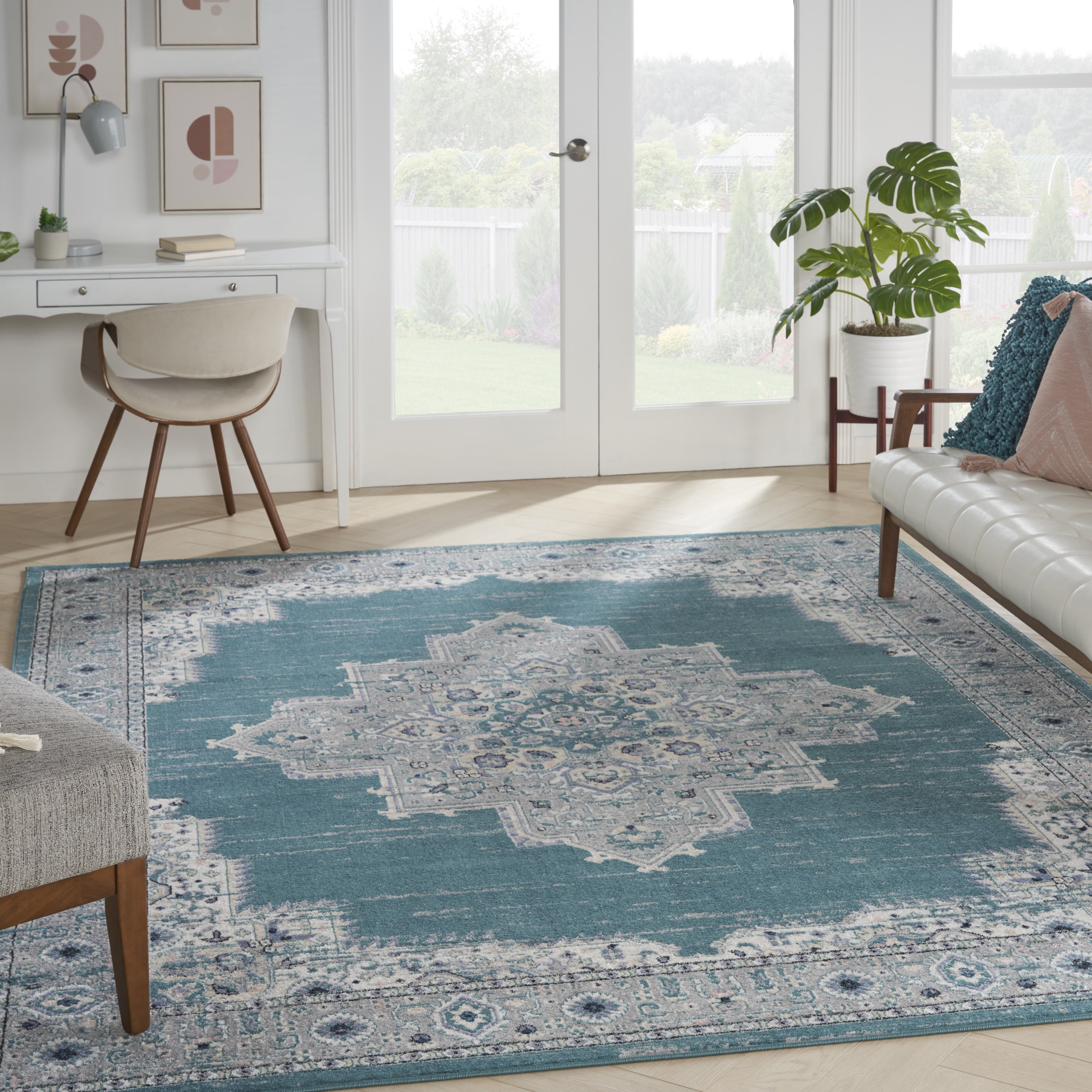Nourison Passion Persian Turquoise Grey 8' x 10' Area Rug, (8x10 ...