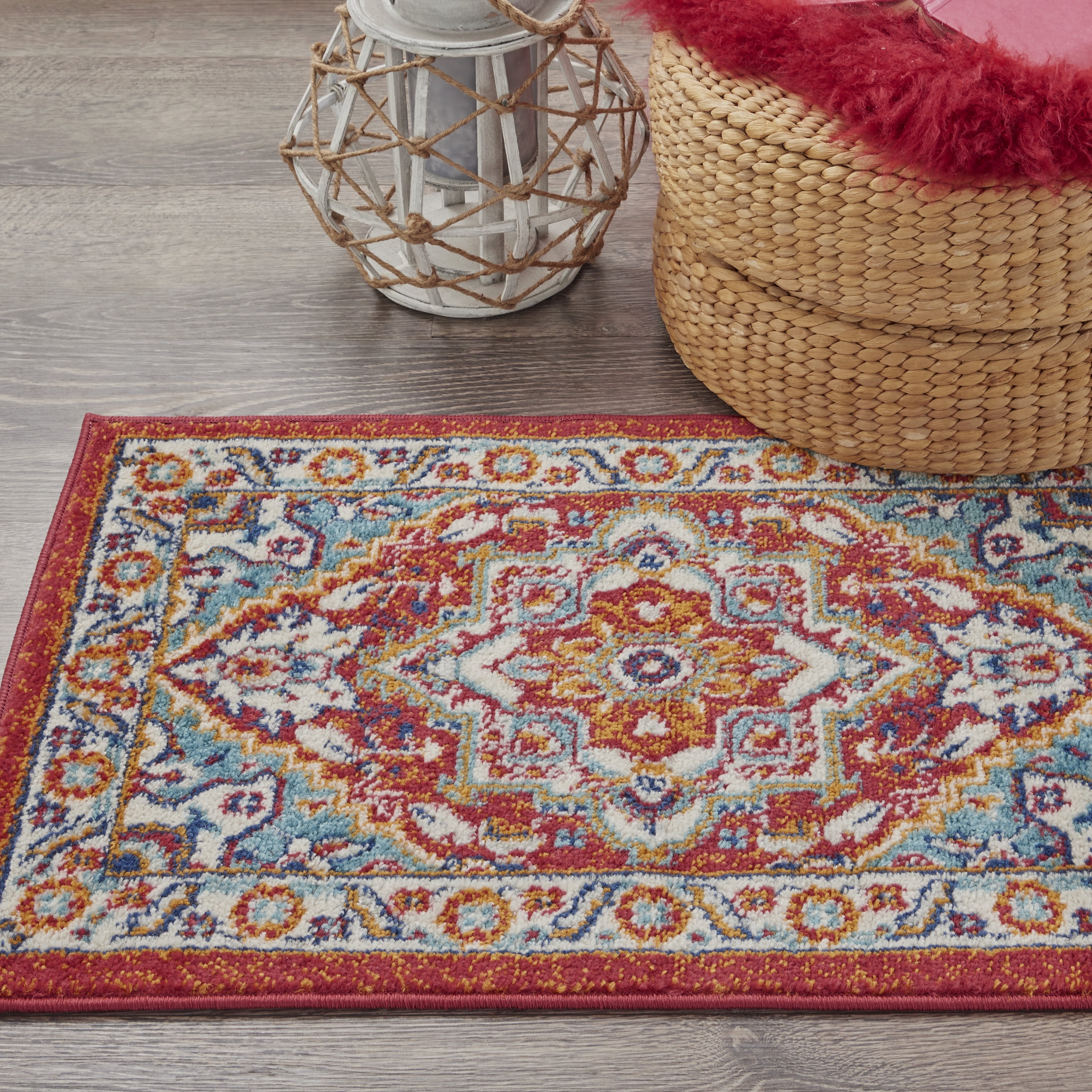 Nourison Passion Traditional Red Multi Colored 1'10