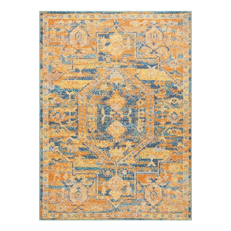Nourison Passion Traditional Teal/Sun 5'3" x 7'3" Area Rug, (5x7 ...