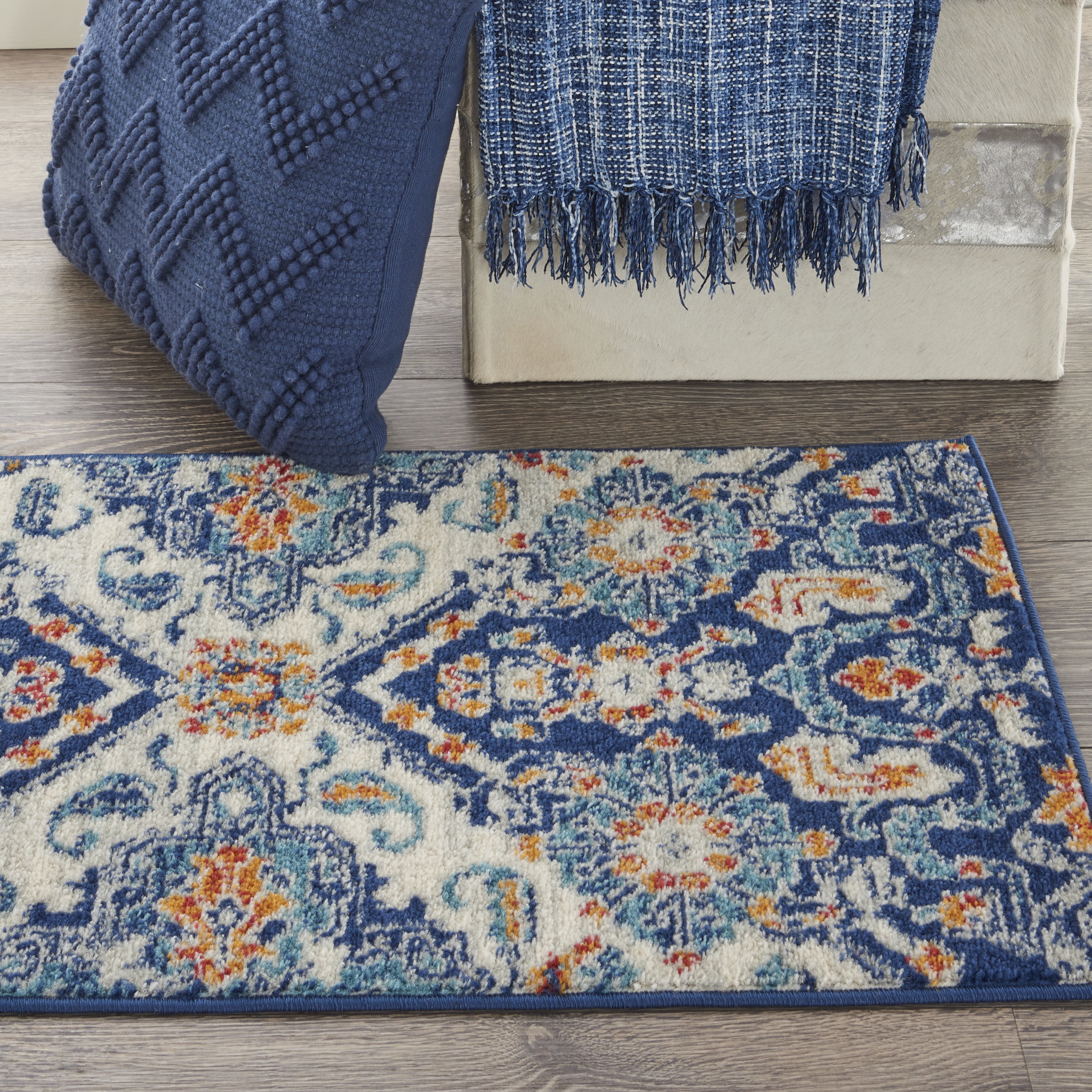 Nourison Passion Transitional Blue/Multicolor 1'10" x 2'10" Area Rug ...