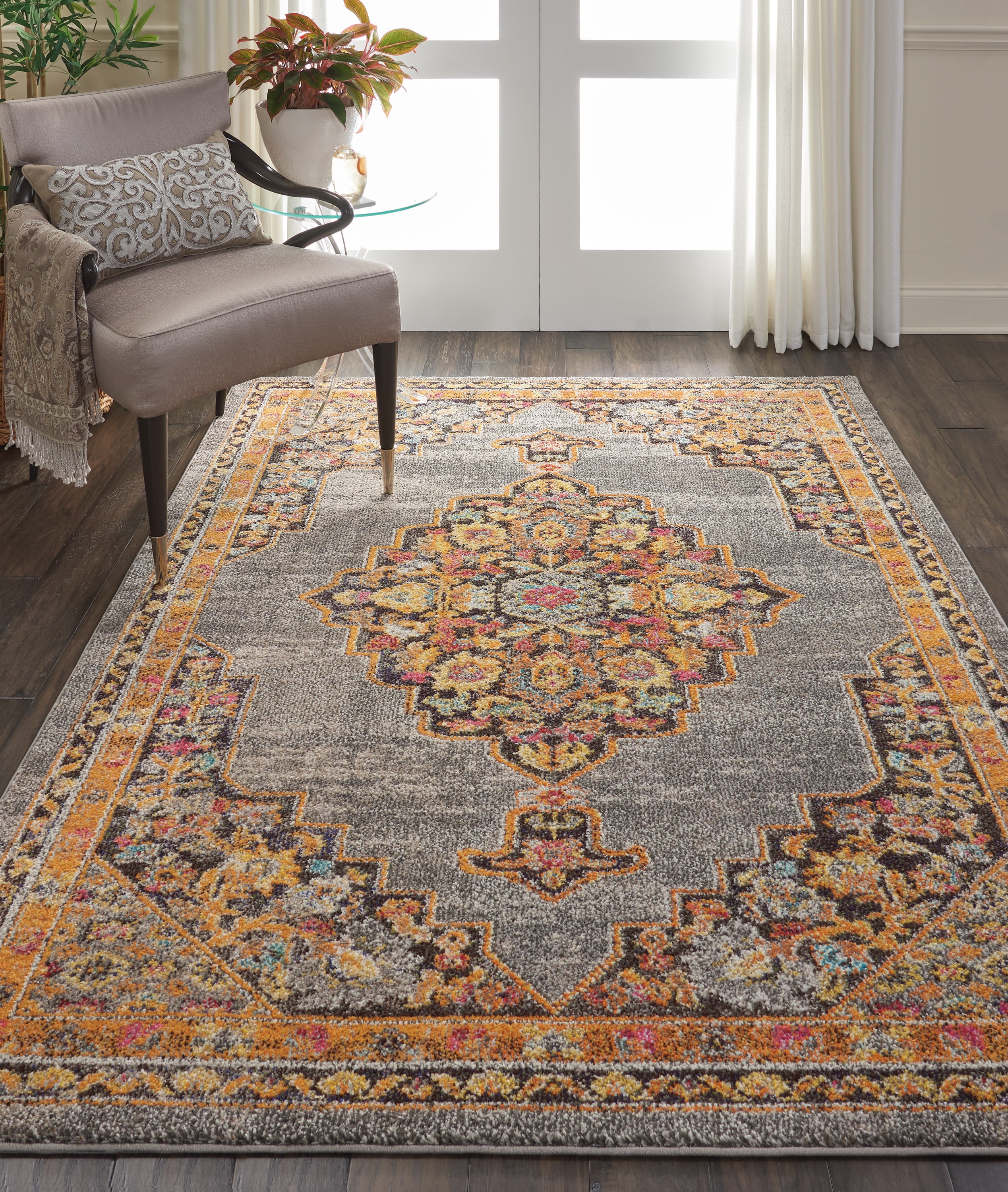 Nourison Passionate Persian Grey 5'3" x 7'3" Area Rug, (5x7) - Walmart.com