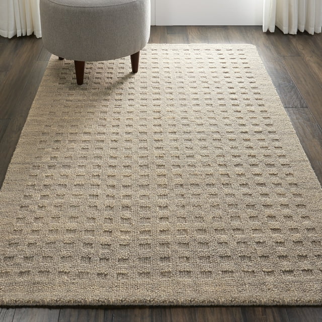 Nourison Perris Latte 3'9" x 5'9" Area Rug, Solid, Geometric, Easy ...