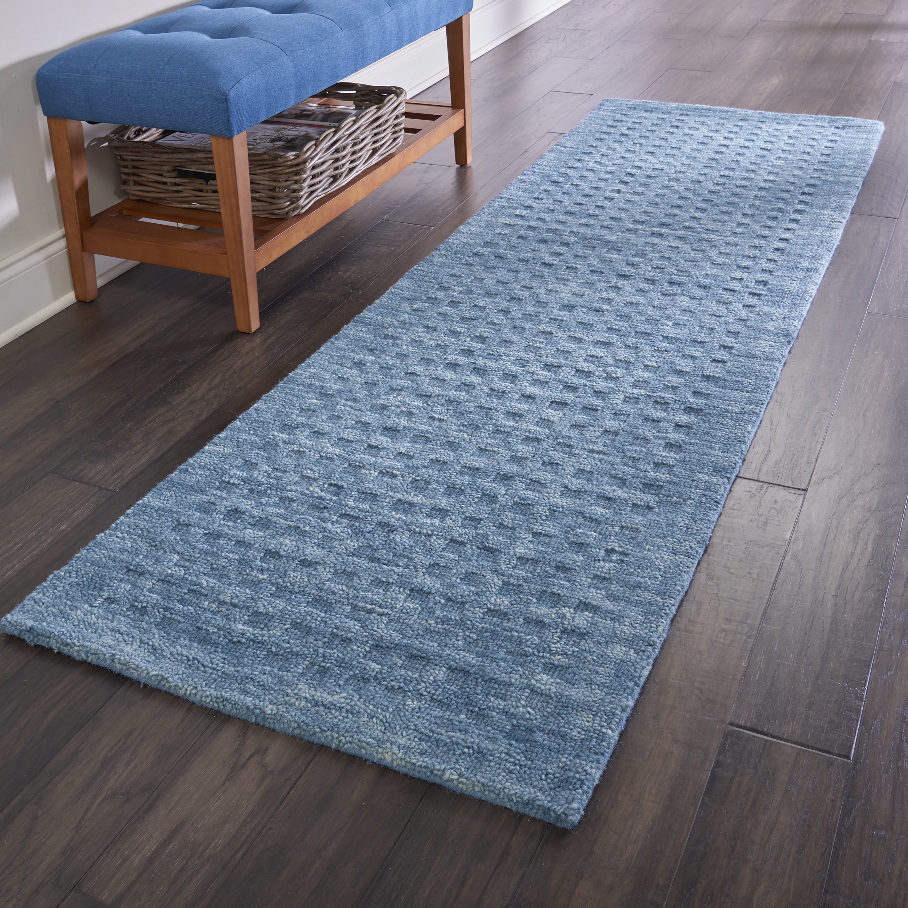 Nourison Perris Solid Navy 2'3" x 8' Area Rug, (2x8) - Walmart.com