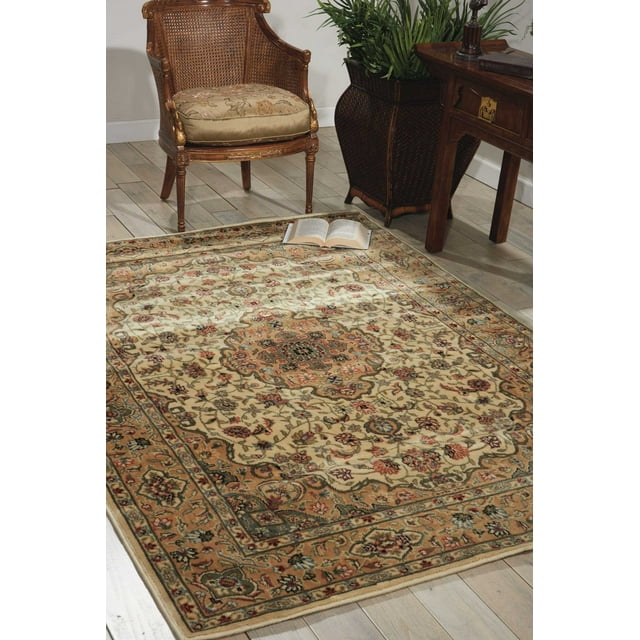 Nourison Persian Arts Oriental Bordered Ivory/Gold Area Rug - Walmart.com