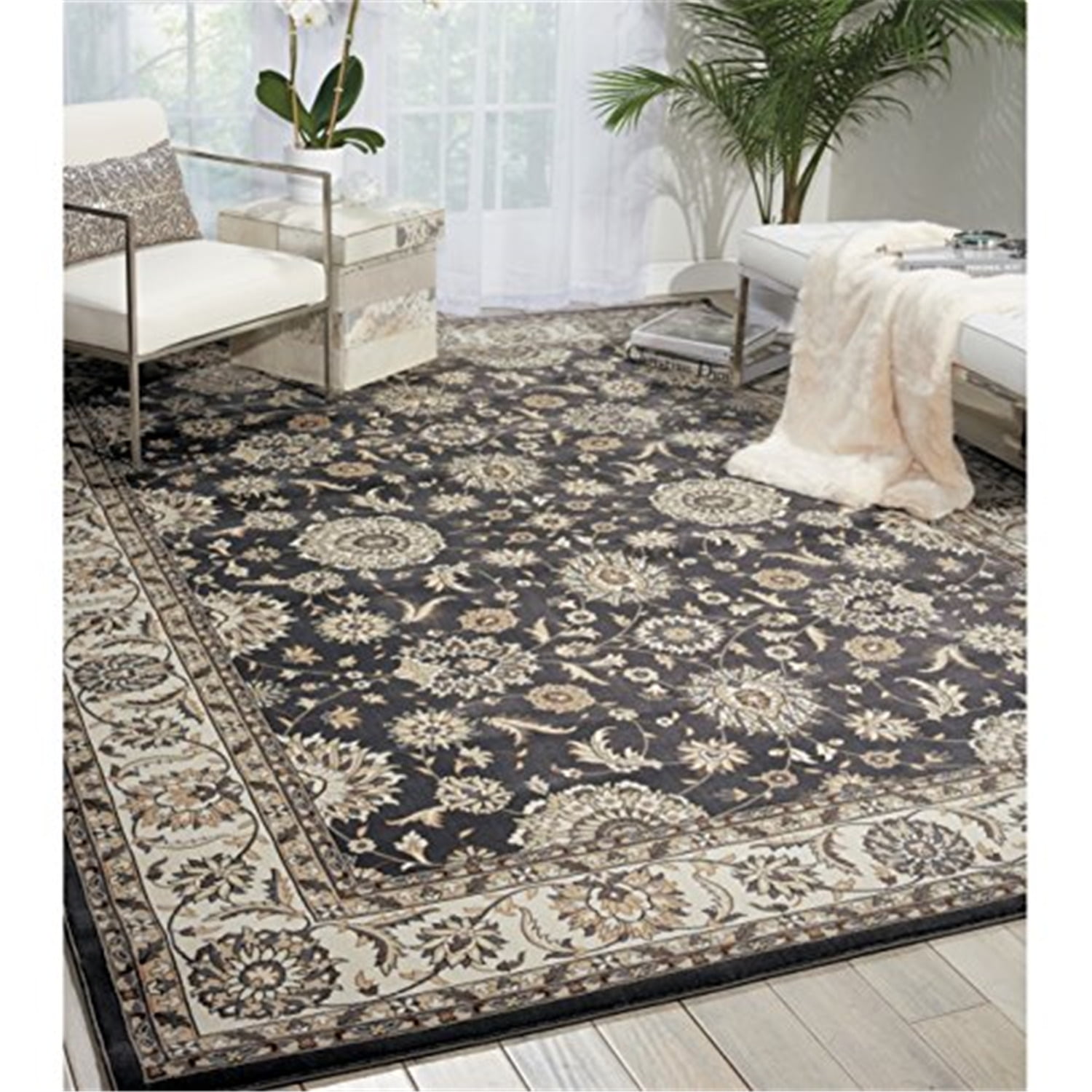Nourison Persian Crown Charcoal/Ivory Area Rug PC002 1'11" x 2'11" - Walmart Business Supplies