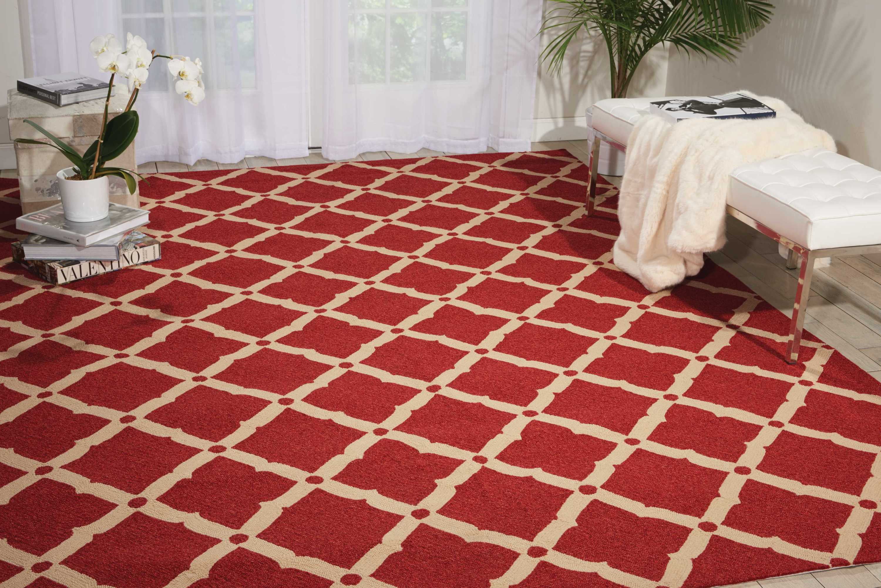 Nourison Portico Geometric Red 8' x 10'6" Area Rug, (8x11) - Walmart.com