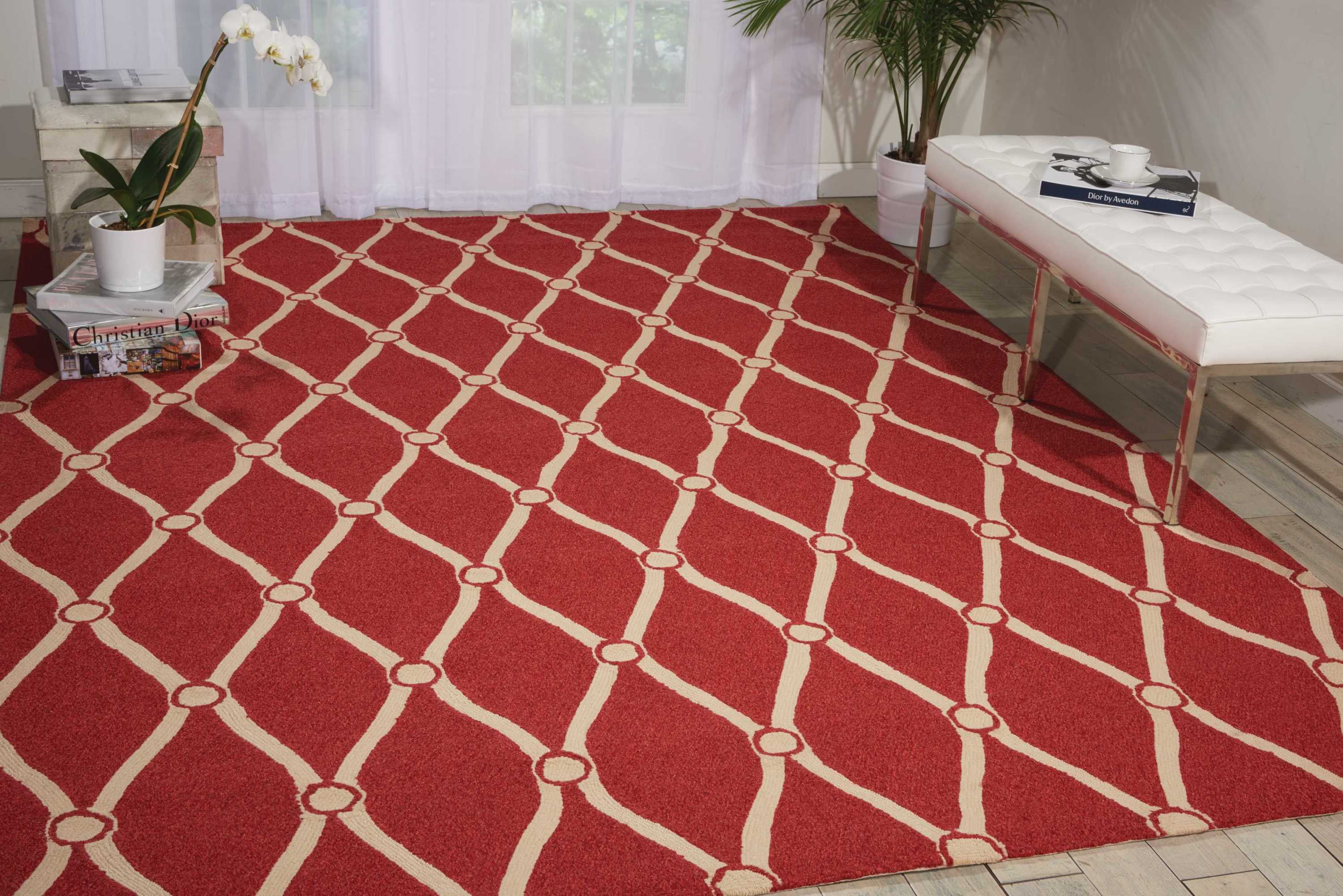 Nourison Portico Geometric Red 8' x 10'6" Area Rug, (8x11) - Walmart.com