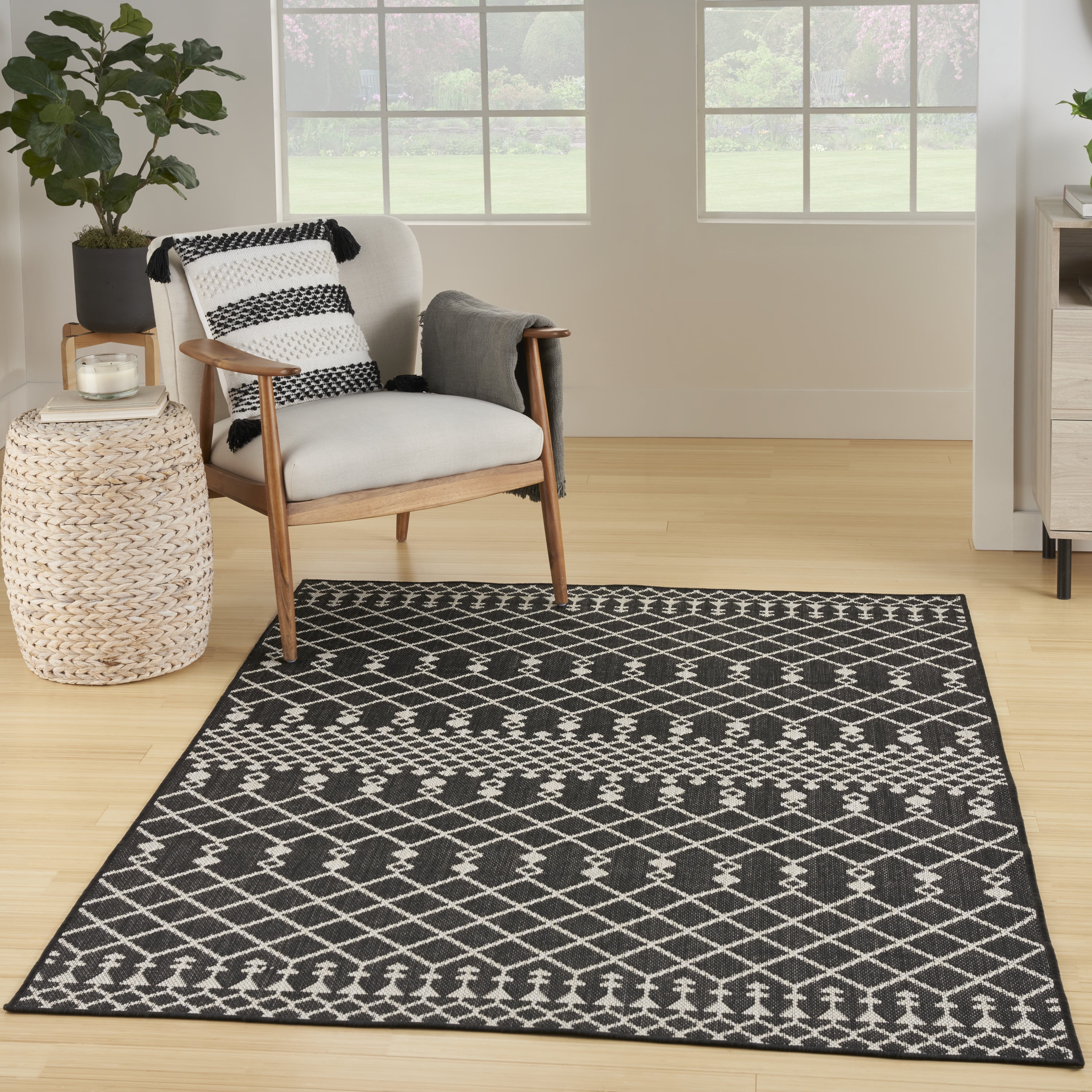 Nourison Positano Indoor/Outdoor Black 4' x 6' Area Rug (4x6) - Walmart.com