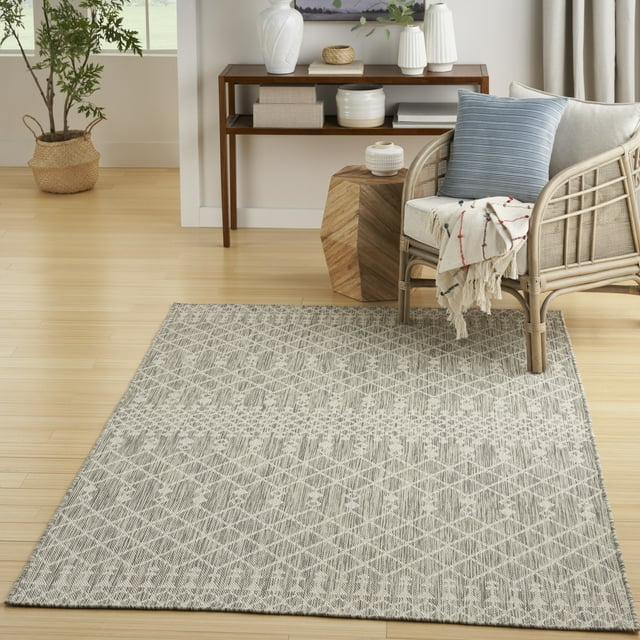 Nourison Positano Indoor/Outdoor Light Grey 4' x 6' Area Rug (4x6 ...