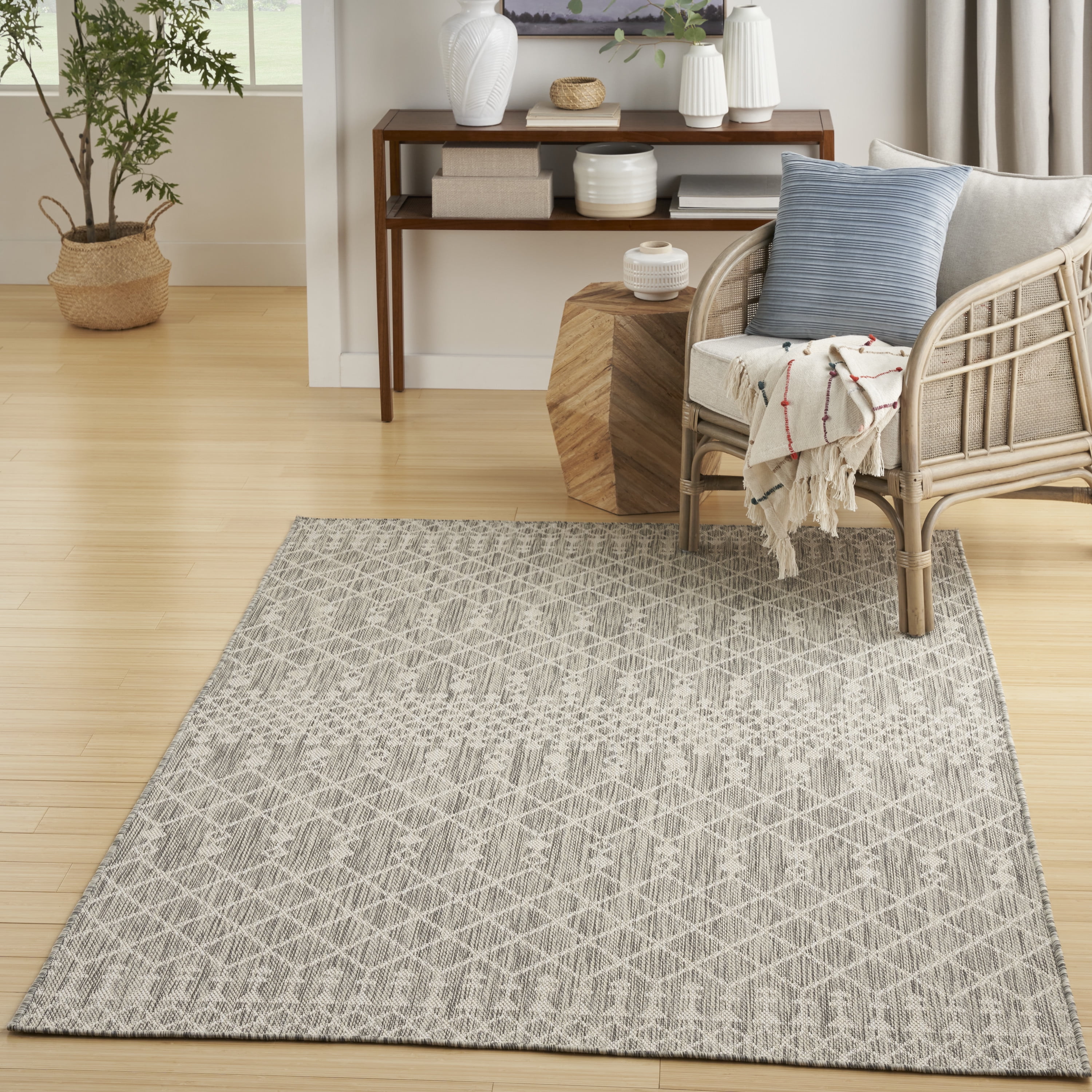 Nourison Positano Indoor/Outdoor Light Grey 7' x 10' Area Rug (7x10 ...