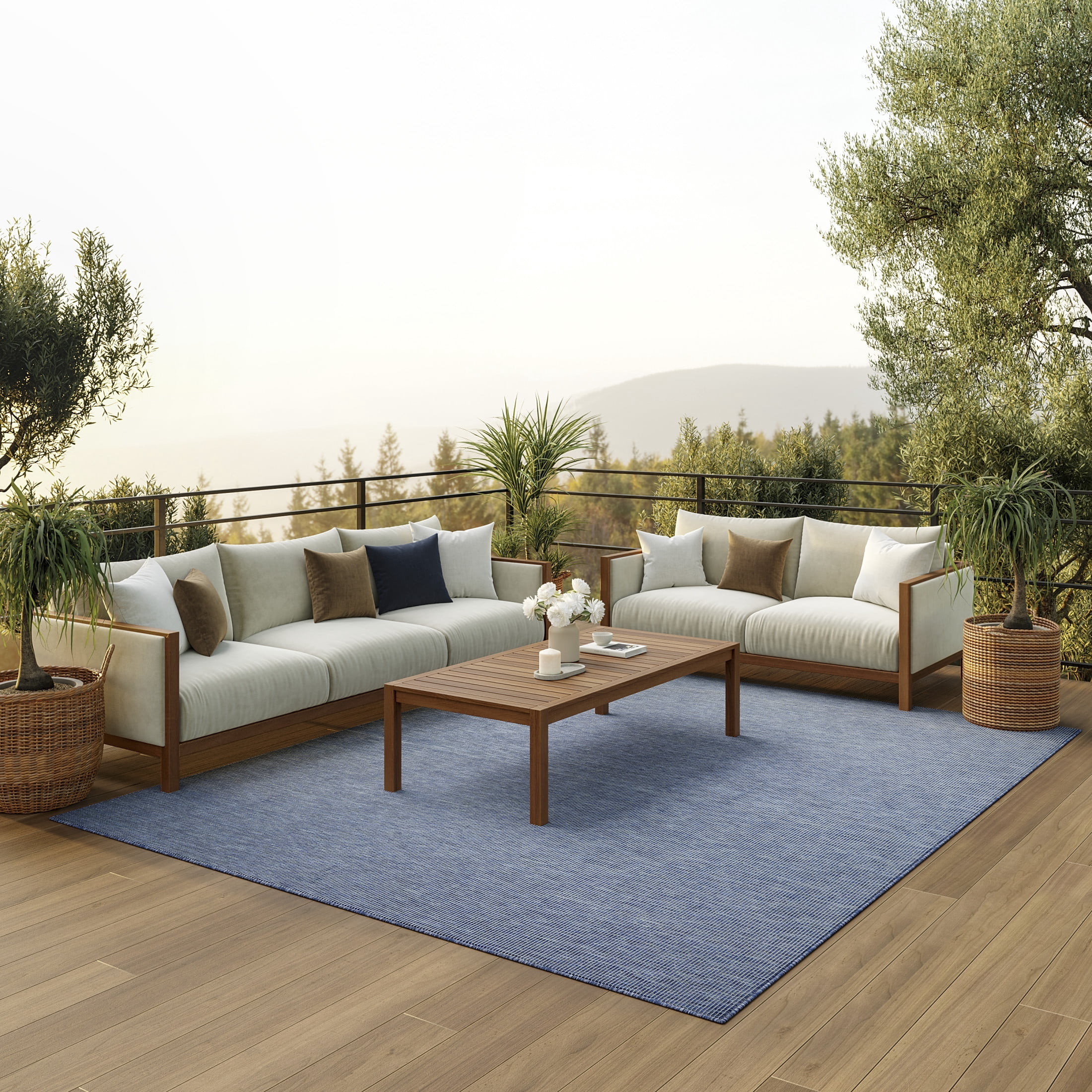 Nourison Positano Indoor/Outdoor Navy Blue 9' x 12' Area Rug, (9x12 ...