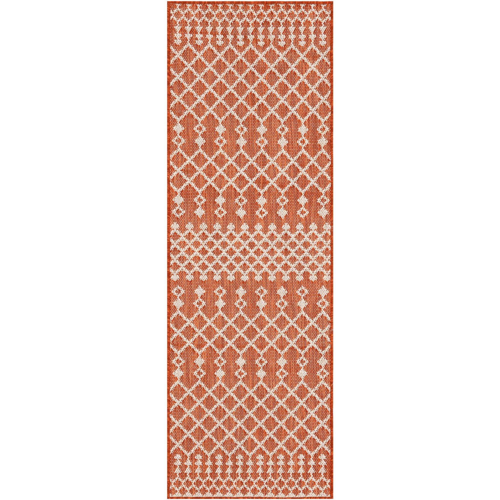 Nourison Positano Moroccan Trellis Flatweave Outdoor Rug Terracotta 2 ...