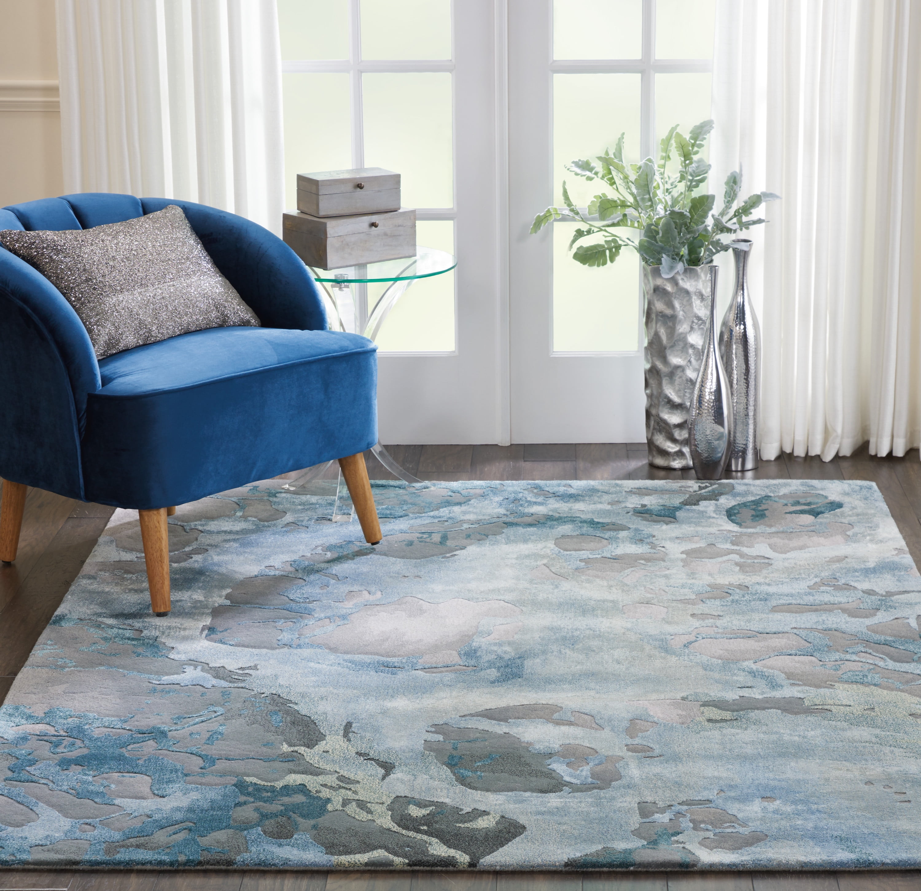 Nourison Prismatic Abstract Grey/Slate 5'6" x 7'5" Area Rug, (6x7 ...