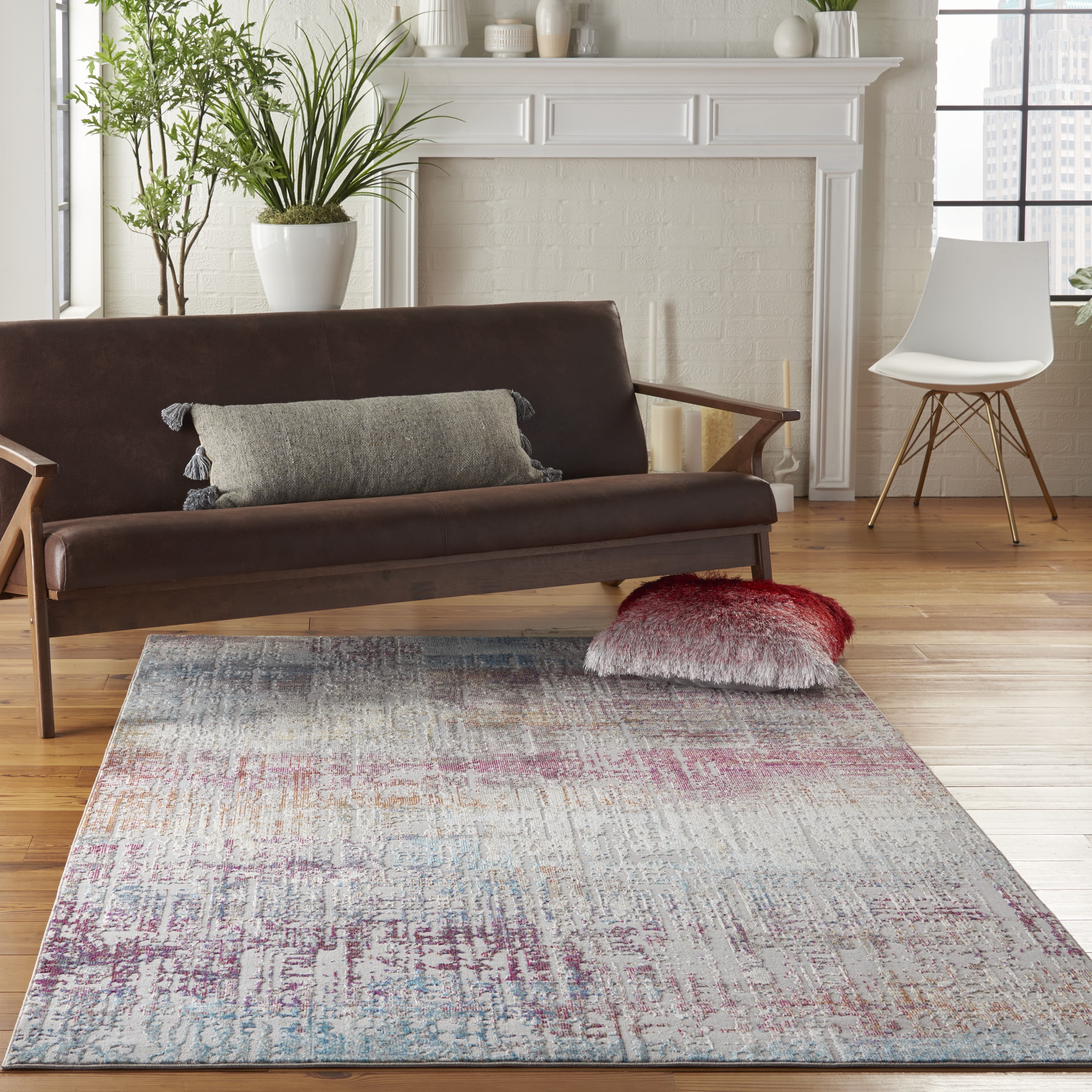 Nourison Radiant 5'3" x 7'3" Grey/Multicolor Ombre Indoor Rug - Walmart.com
