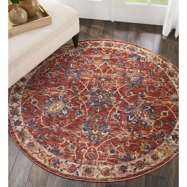 Nourison Reseda Vintage Brick 5' x ROUND Area Rug, (5 Round) - Walmart.com