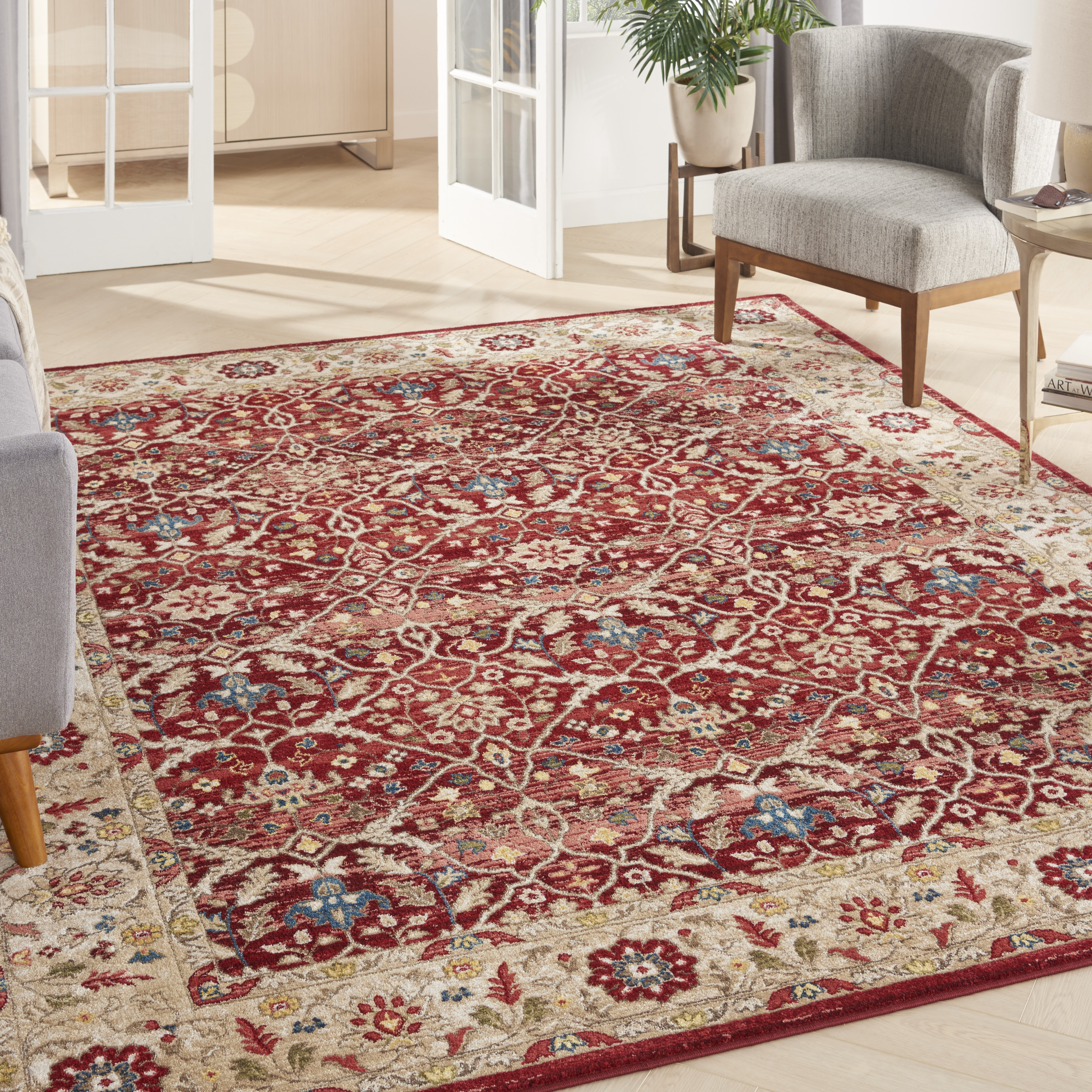 Nourison Revel Traditional Persian Brick Ivory 7'10" x 9'10" Area Rug ...