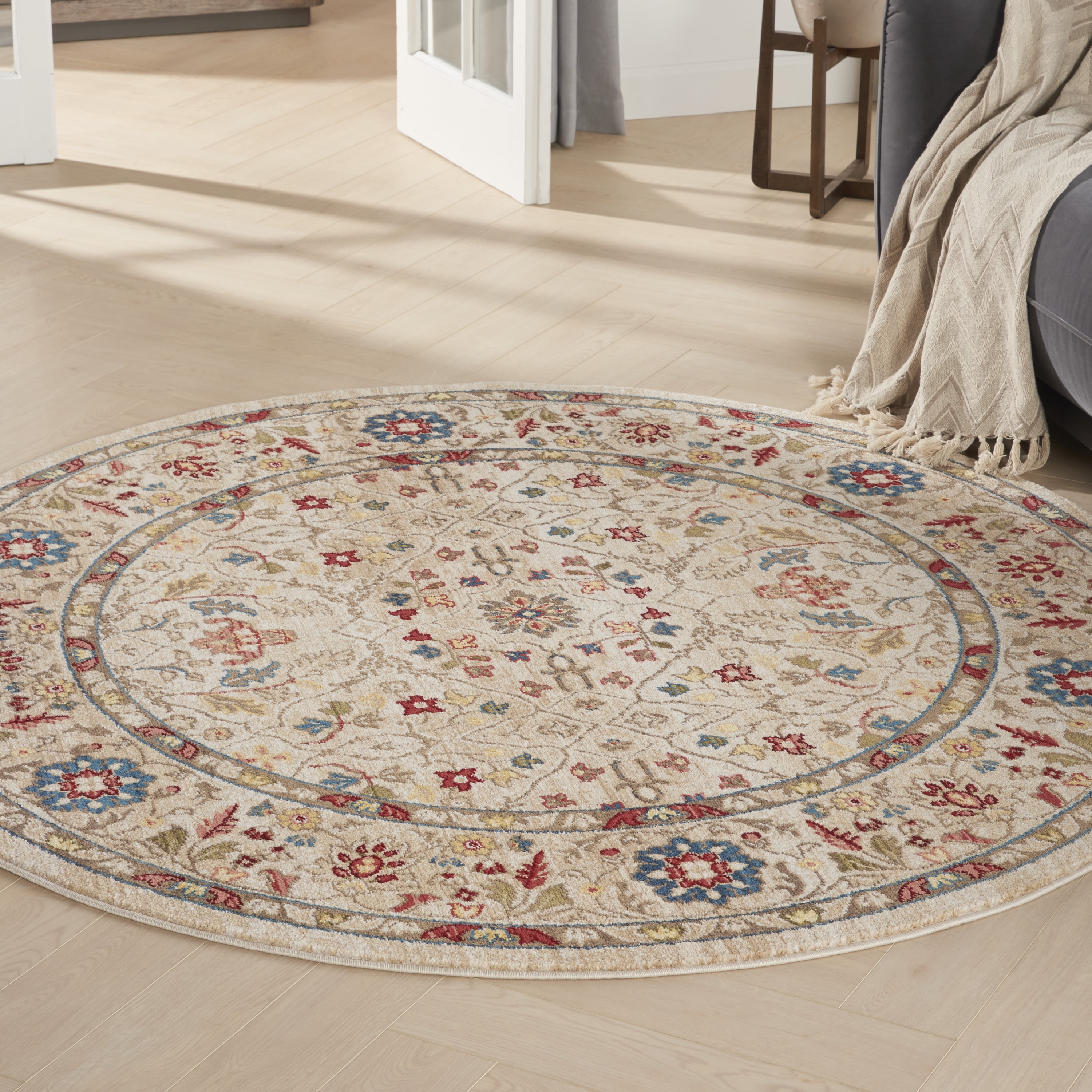 Nourison Revel Traditional Persian Ivory 6' x ROUND Area Rug, (6' Round ...
