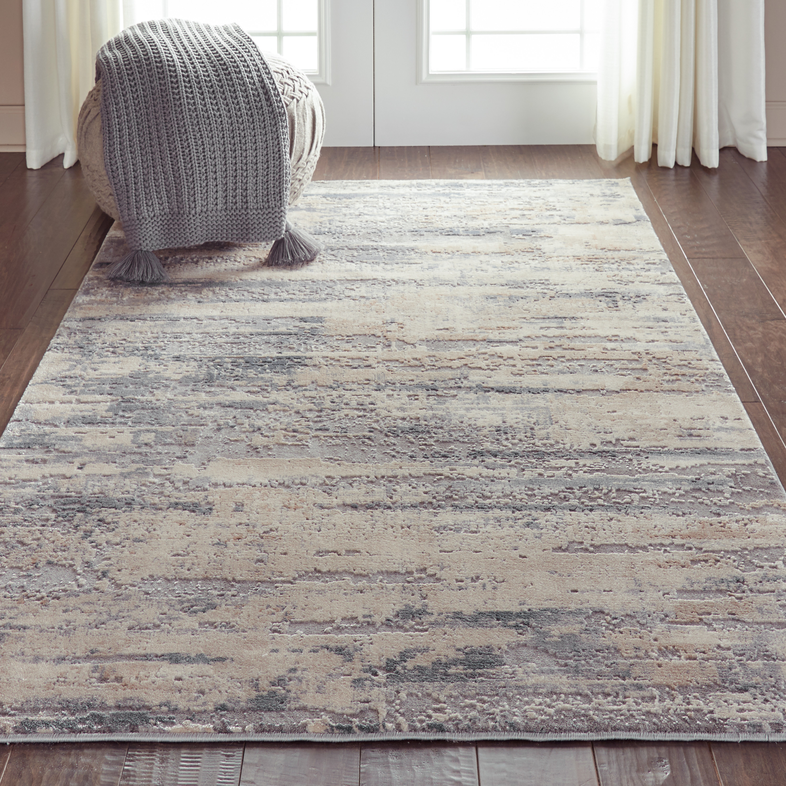 Nourison Rustic Textures Abstract Beige/Grey 3'11" x 5'11" Area Rug ...
