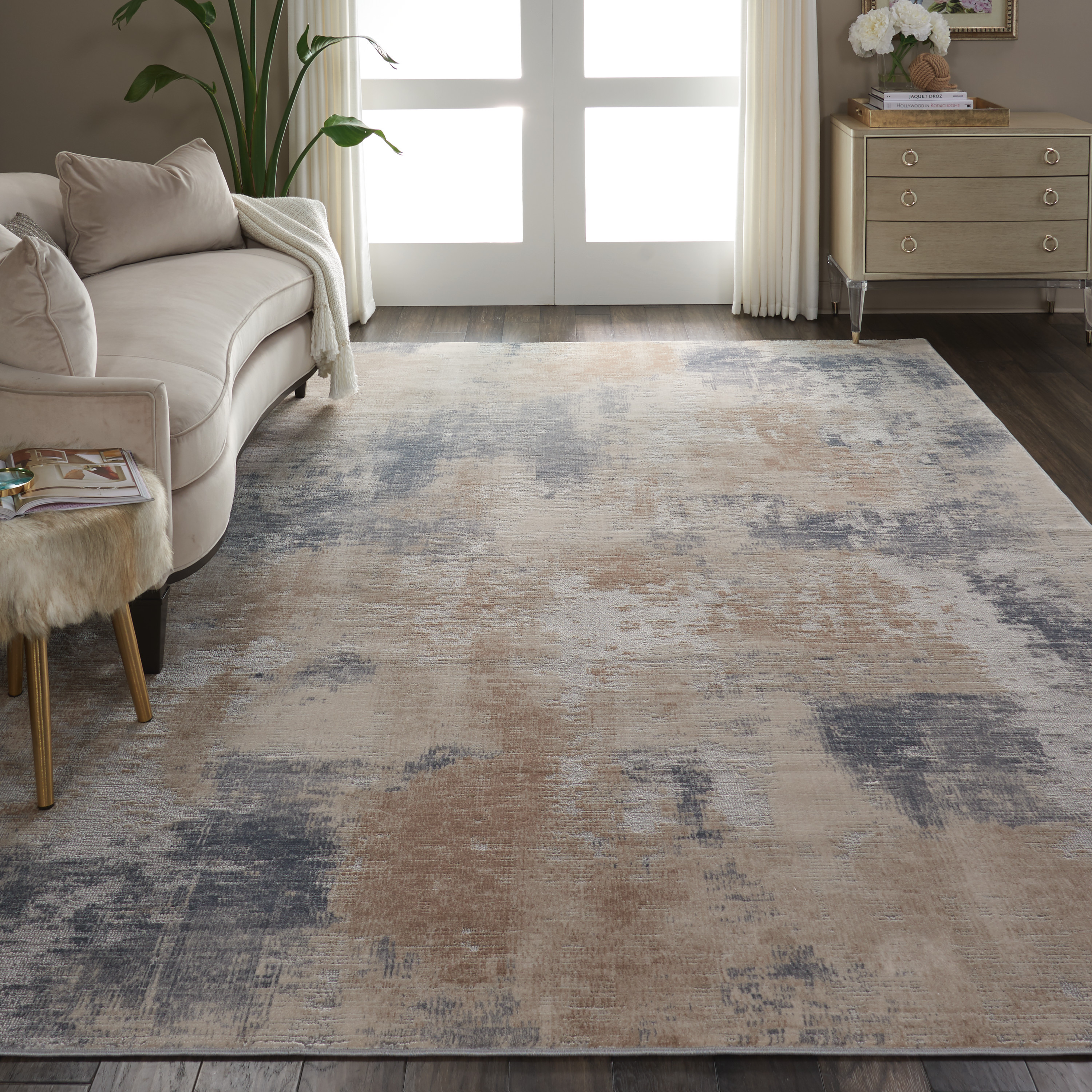 Nourison Rustic Textures Abstract Beige/Grey 7'10" x 10'6" Area Rug ...