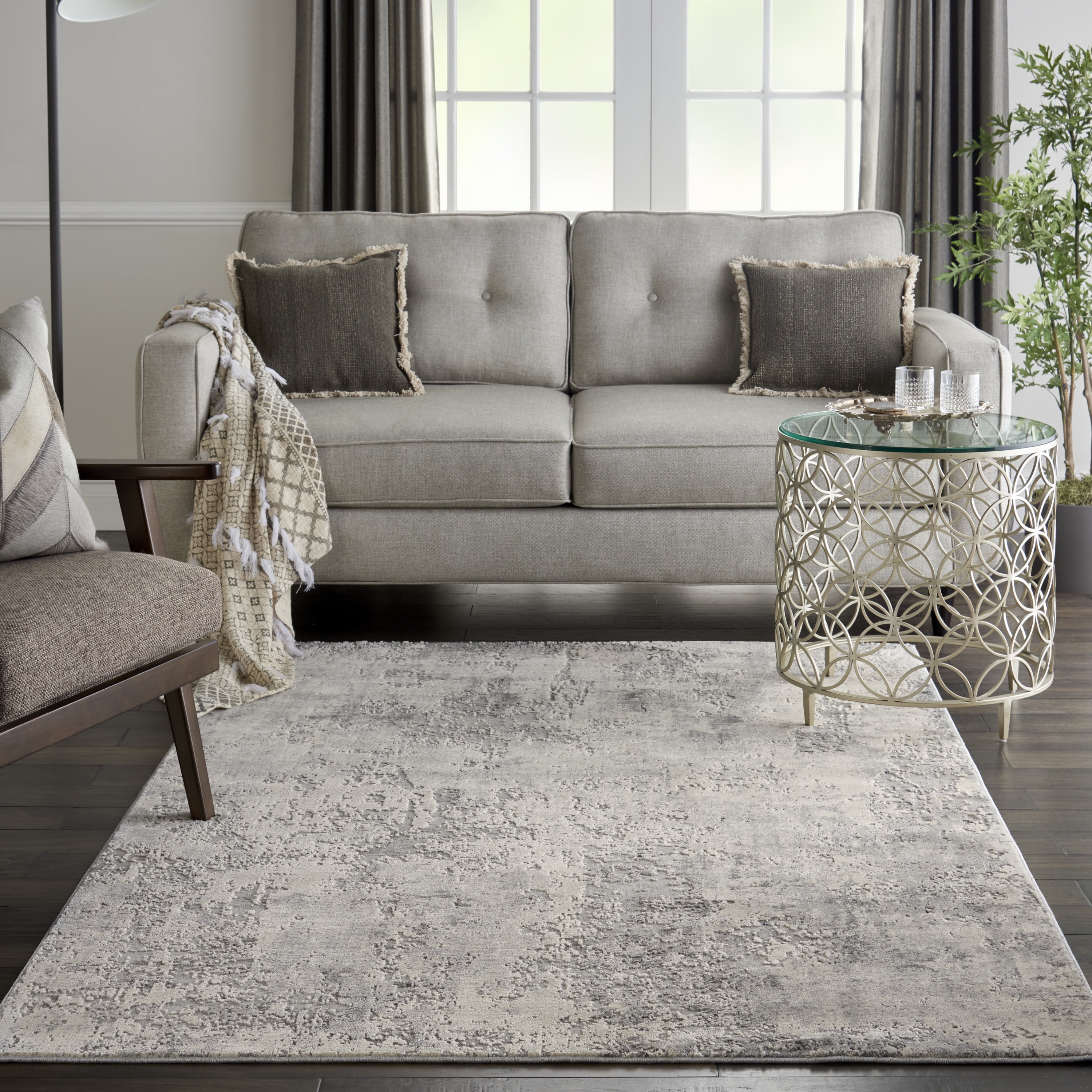 Nourison Rustic Textures Abstract Grey/Beige 5'3" x 7'3" Area Rug, (5x7 ...