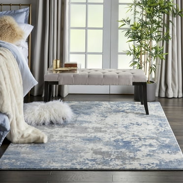 Nourison Rustic Textures Abstract Ivory/Blue 7'10" x 10'6" Area Rug ...