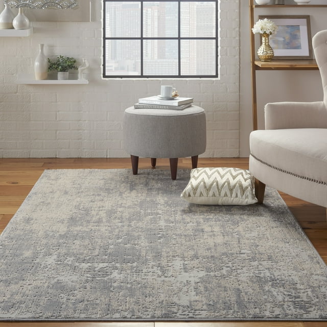 Nourison Rustic Textures Abstract Ivory/Silver 5'3" x 7'3" Area Rug ...