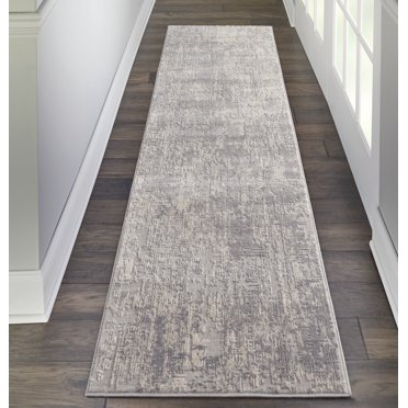 Nourison Maxell Contemporary Abstract Grey 2'2" x 10' Area Rug, Plush ...