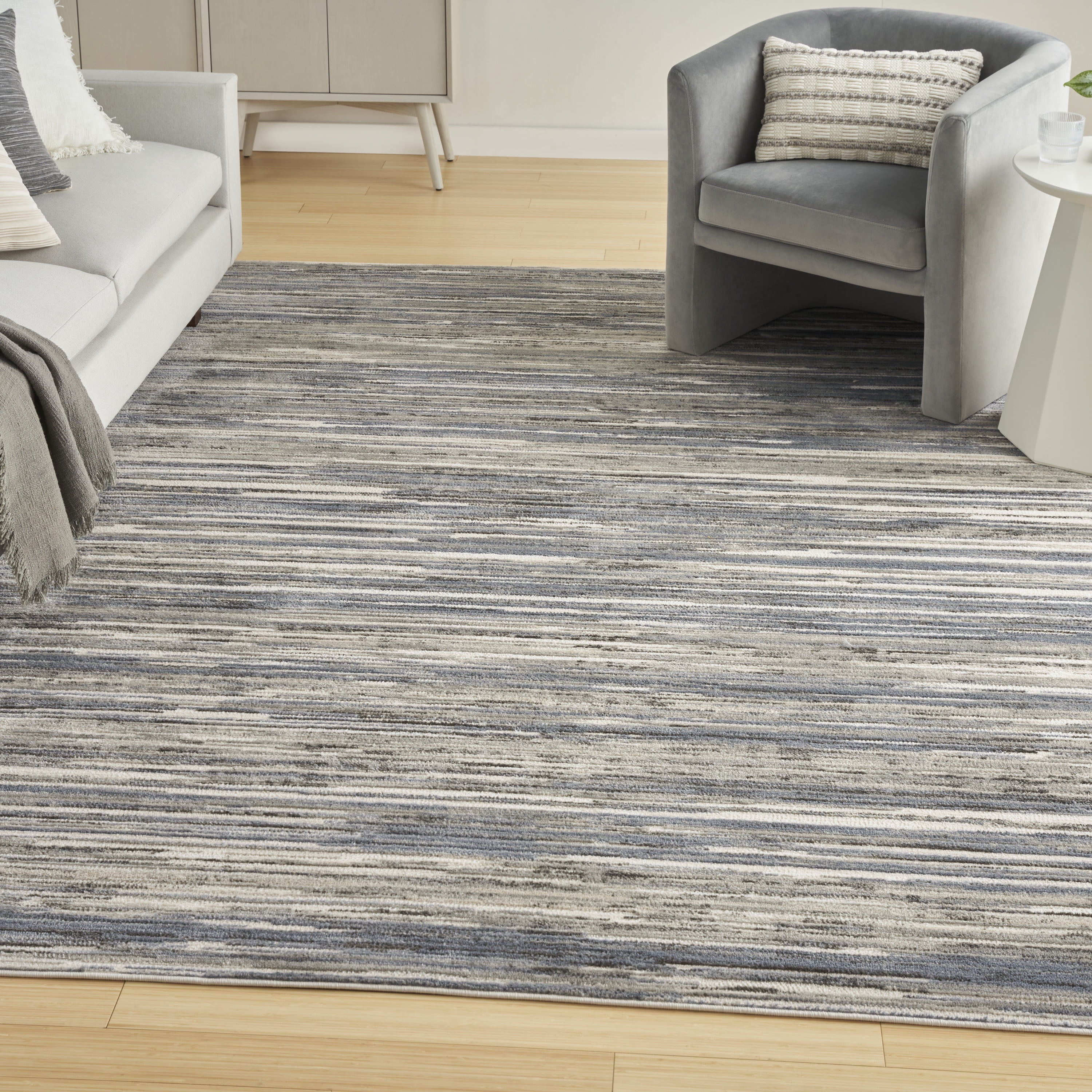 Nourison Serenity Home Abstract Ivory Grey Blue 7'10" x 9'10" Area Rug ...