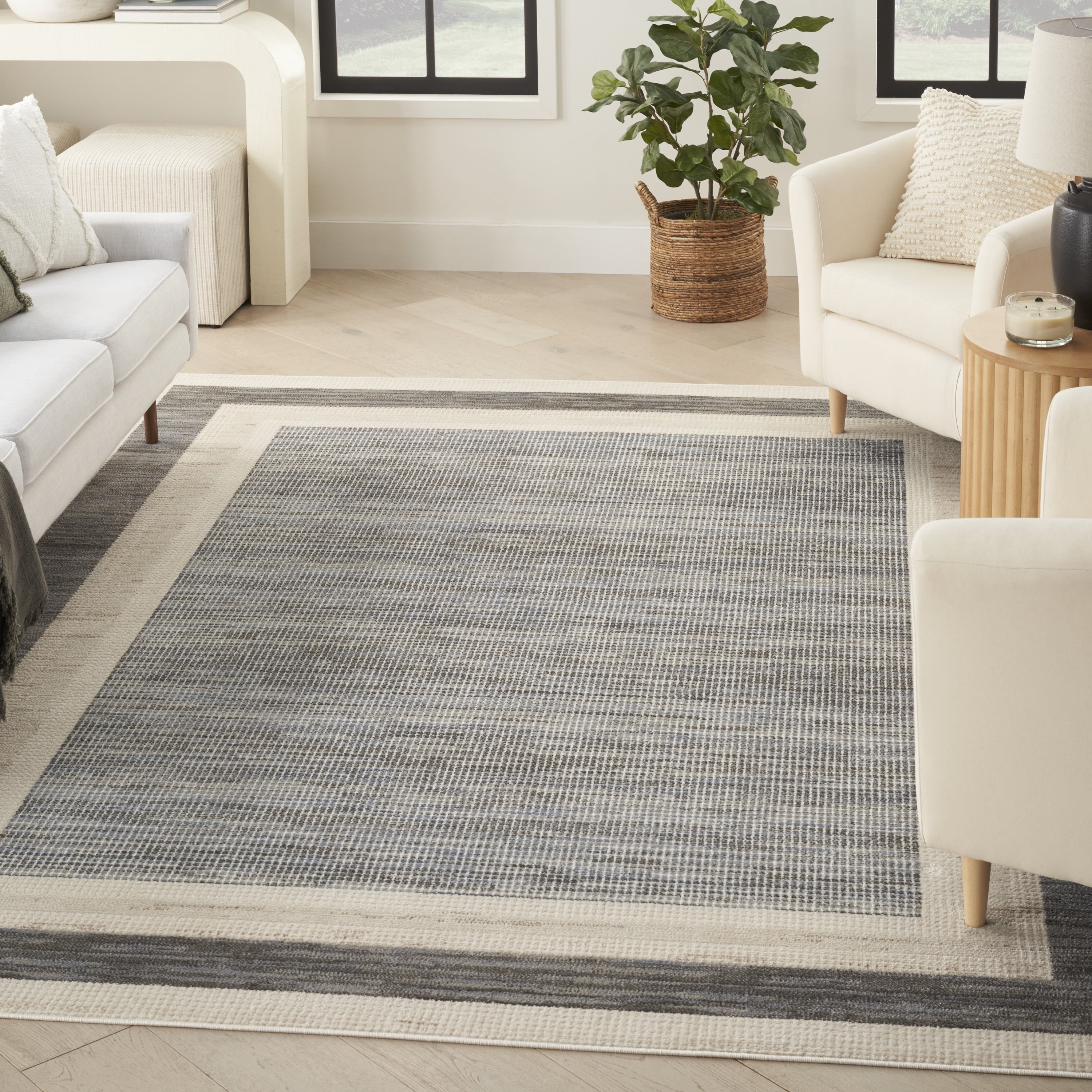 Nourison Serenity Home Geometric Grey Ivory 7'10" x 9'10" Area Rug ...
