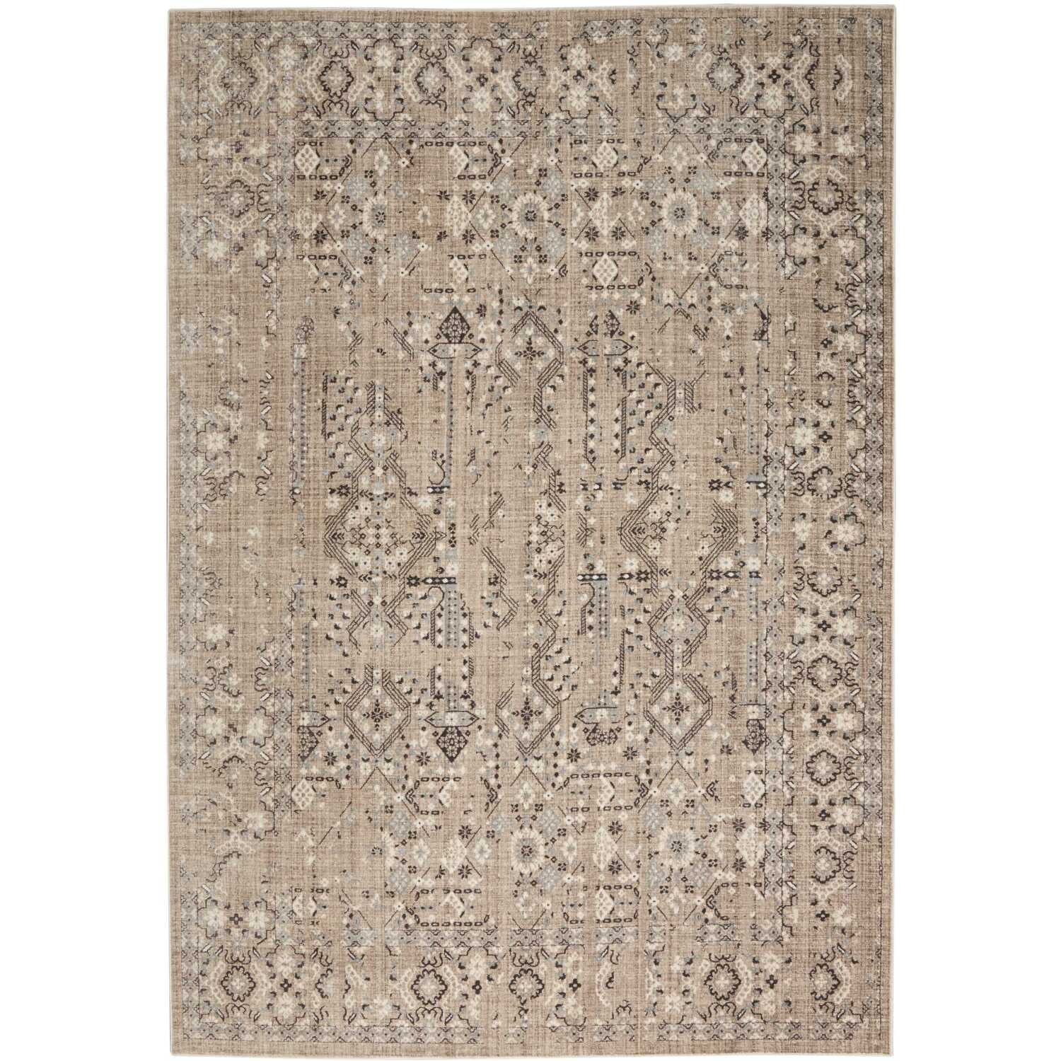 Nourison Silver Screen Distressed Floral Area Rug Taupe 5'3" x 7'3" 5 ...