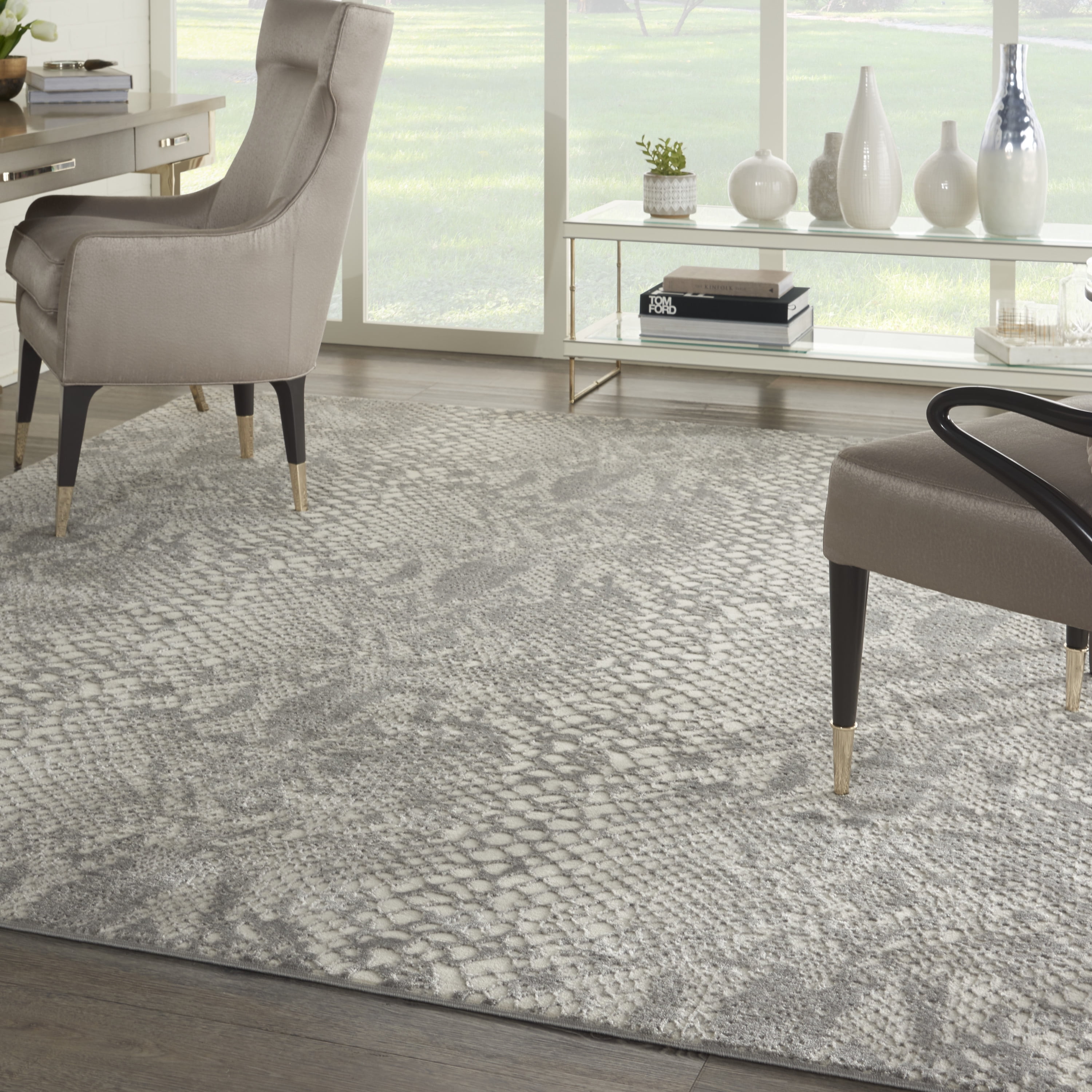 Nourison Solace Animal Print Ivory/Grey 8' x 10' Area Rug, (8x10 ...