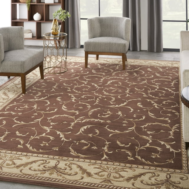Nourison Somerset Floral Brown 9'6" x 13' Area Rug, (10x13) - Walmart.com