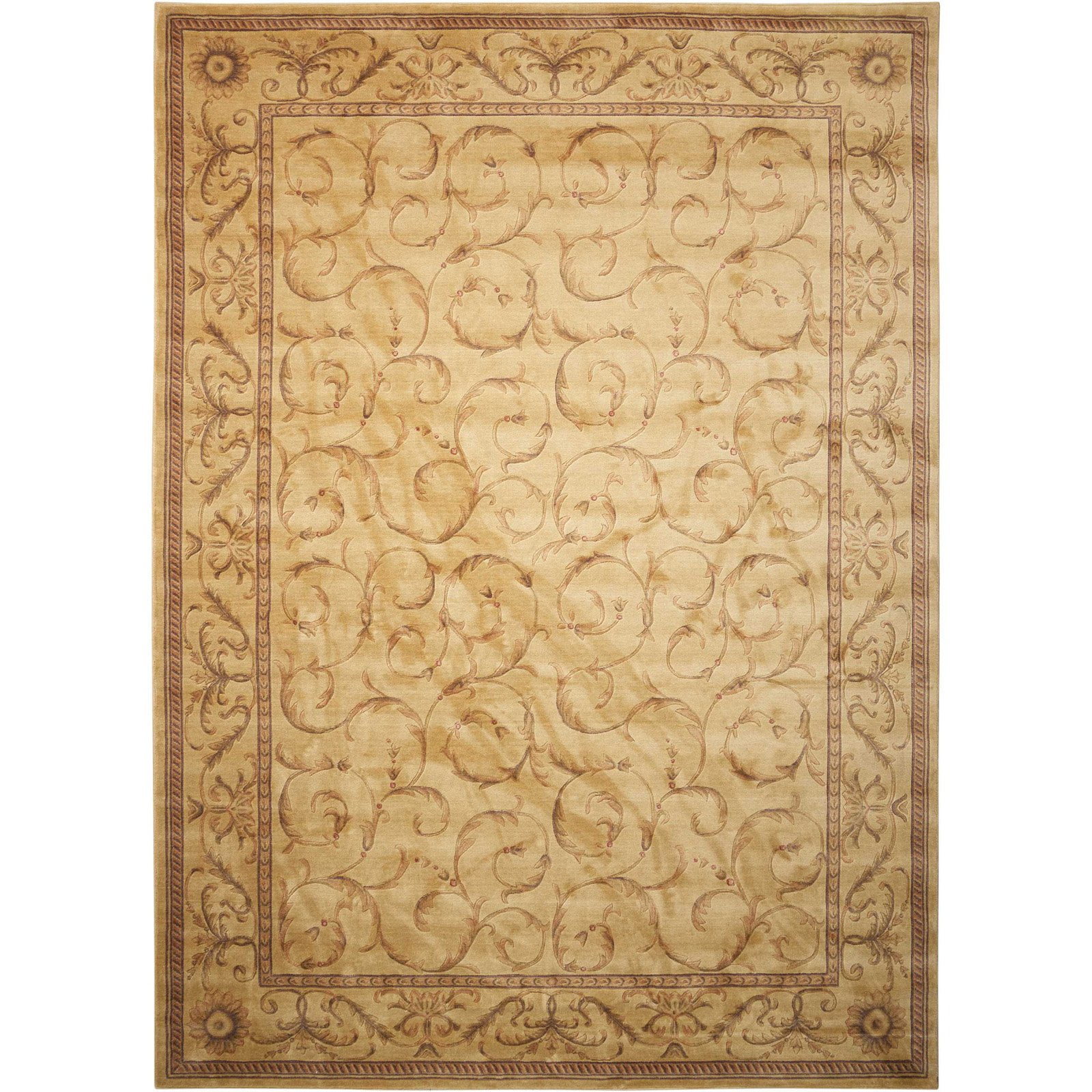 Nourison Somerset Trellis Border Area Rug Ivory/Blue 5'6" Round Latex ...