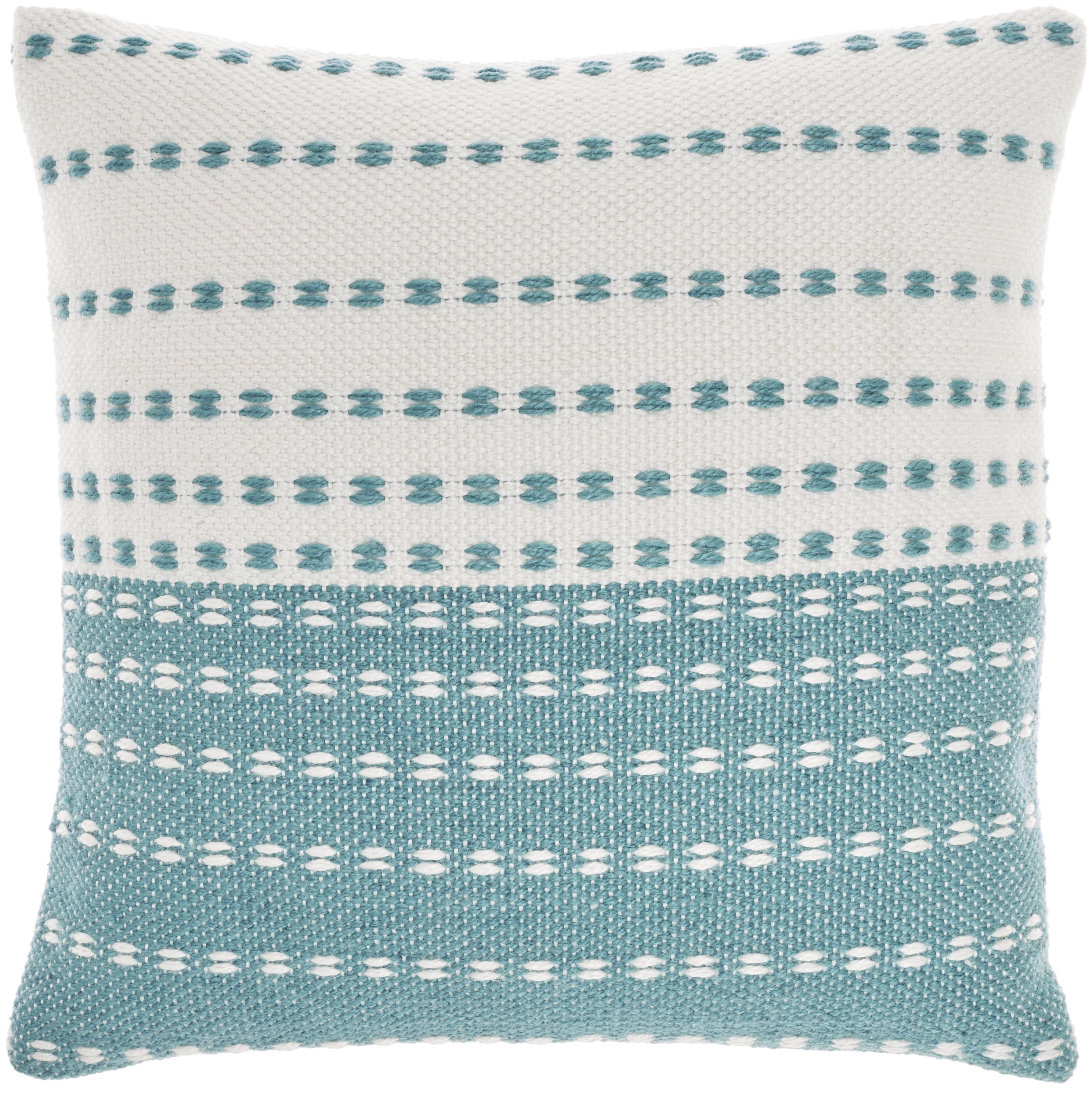 Nourison 18"x18" Turquoise Stitched Stripe Indoor/Outdoor Throw Pillow ...