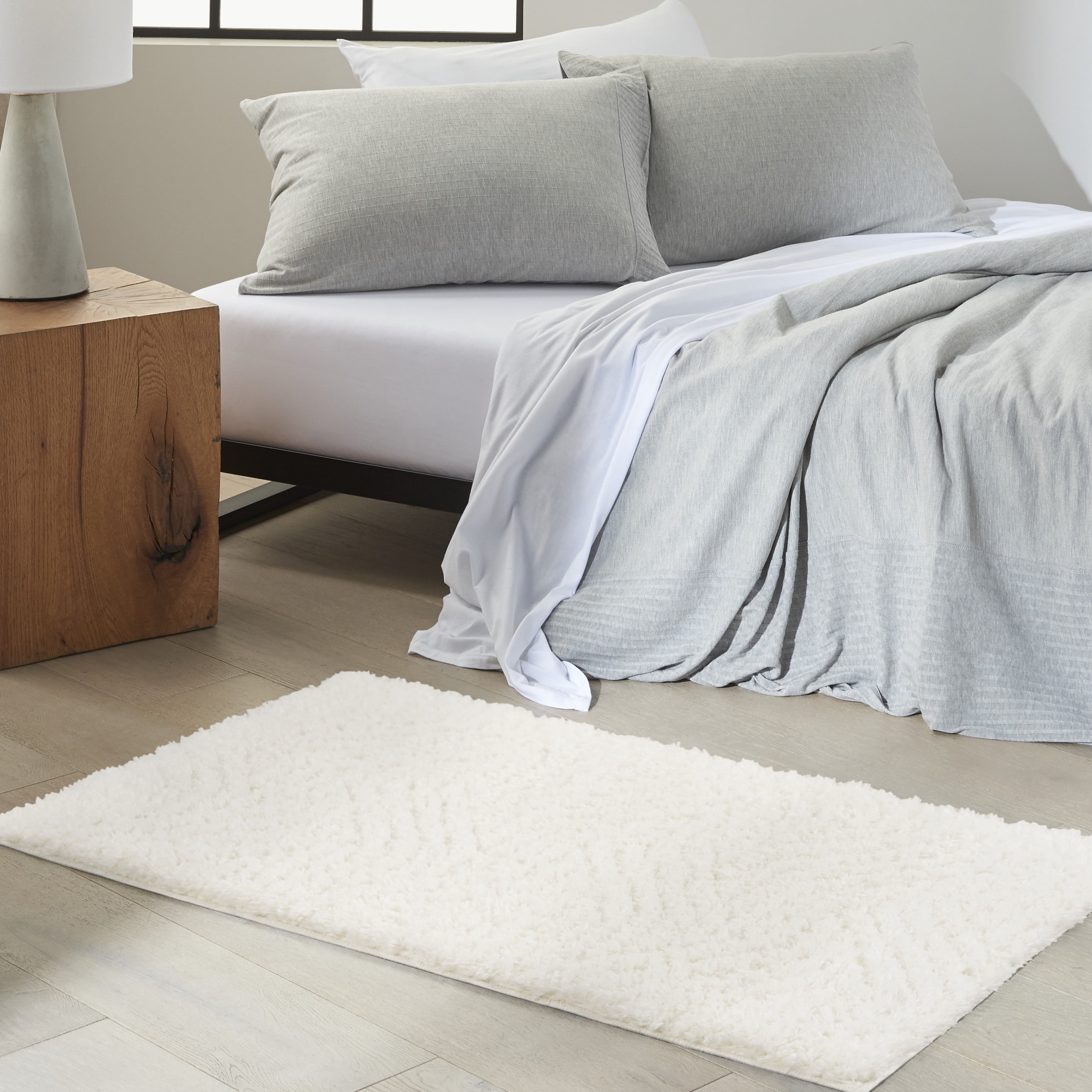 Nourison Surfaces Solid Ivory 2' x 3' Area Rug, Easy Cleaning, Non ...