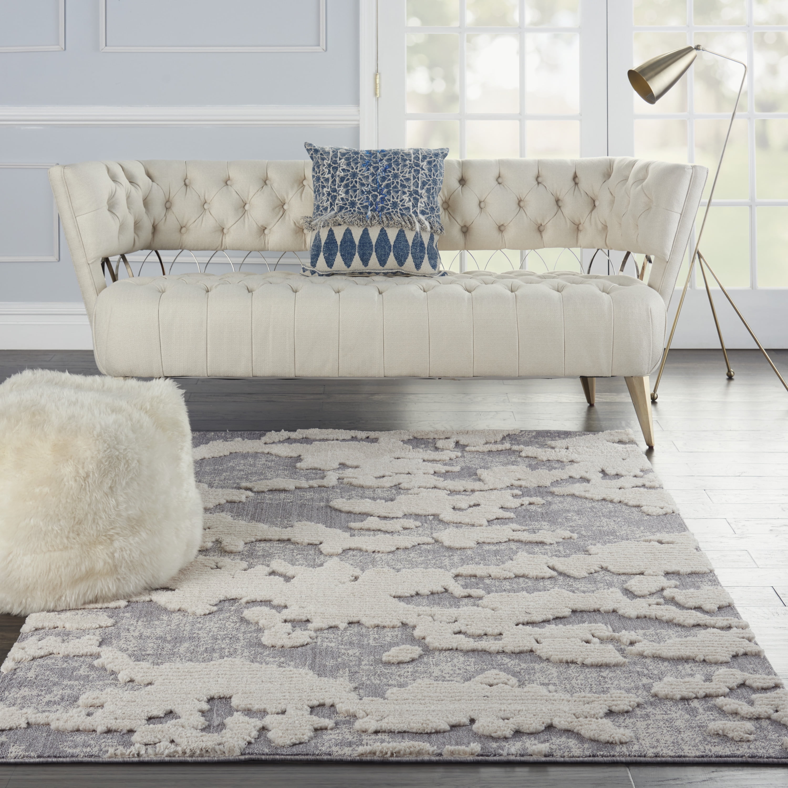 Nourison Textured Contemporary Abstract Ivory/Grey 4' x 6' Area Rug, (4 ...