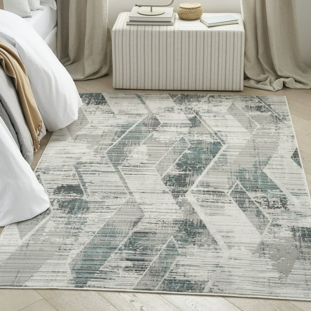 Nourison Thalia 6' x 9' Grey/Beige Modern & Contemporary Indoor Rug ...