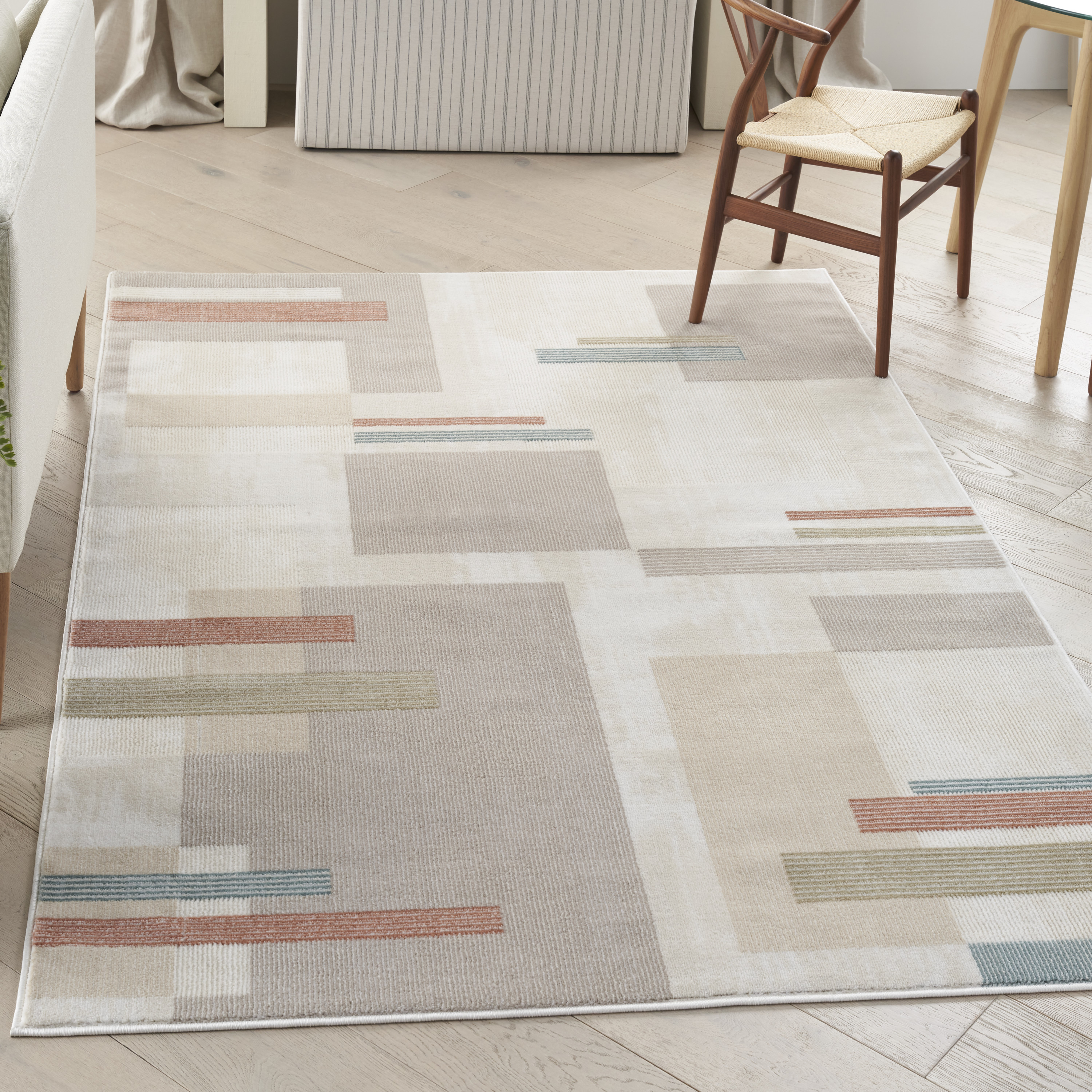 Nourison Thalia 6' x 9' Ivory Multicolor Modern & Contemporary Indoor ...